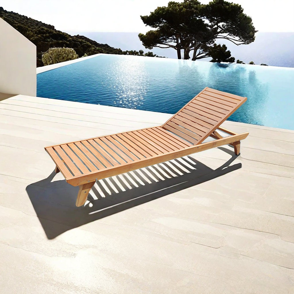 Elegant Home Furnishings.s Teak Wood Outdoor Chaise Lounge with ...