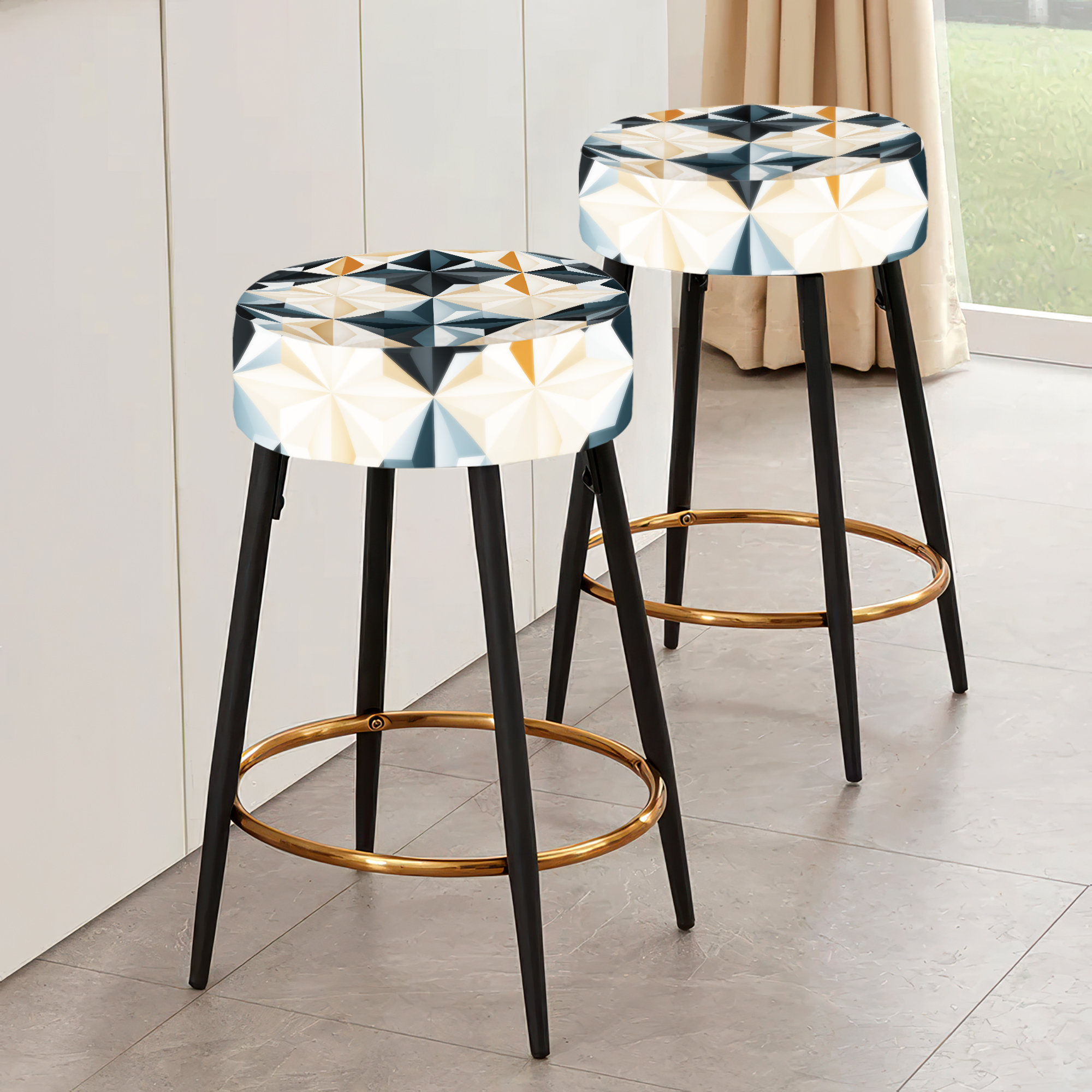 Design Art White Minimalist Symmetry Geometric Mirage - Geometric Bar ...