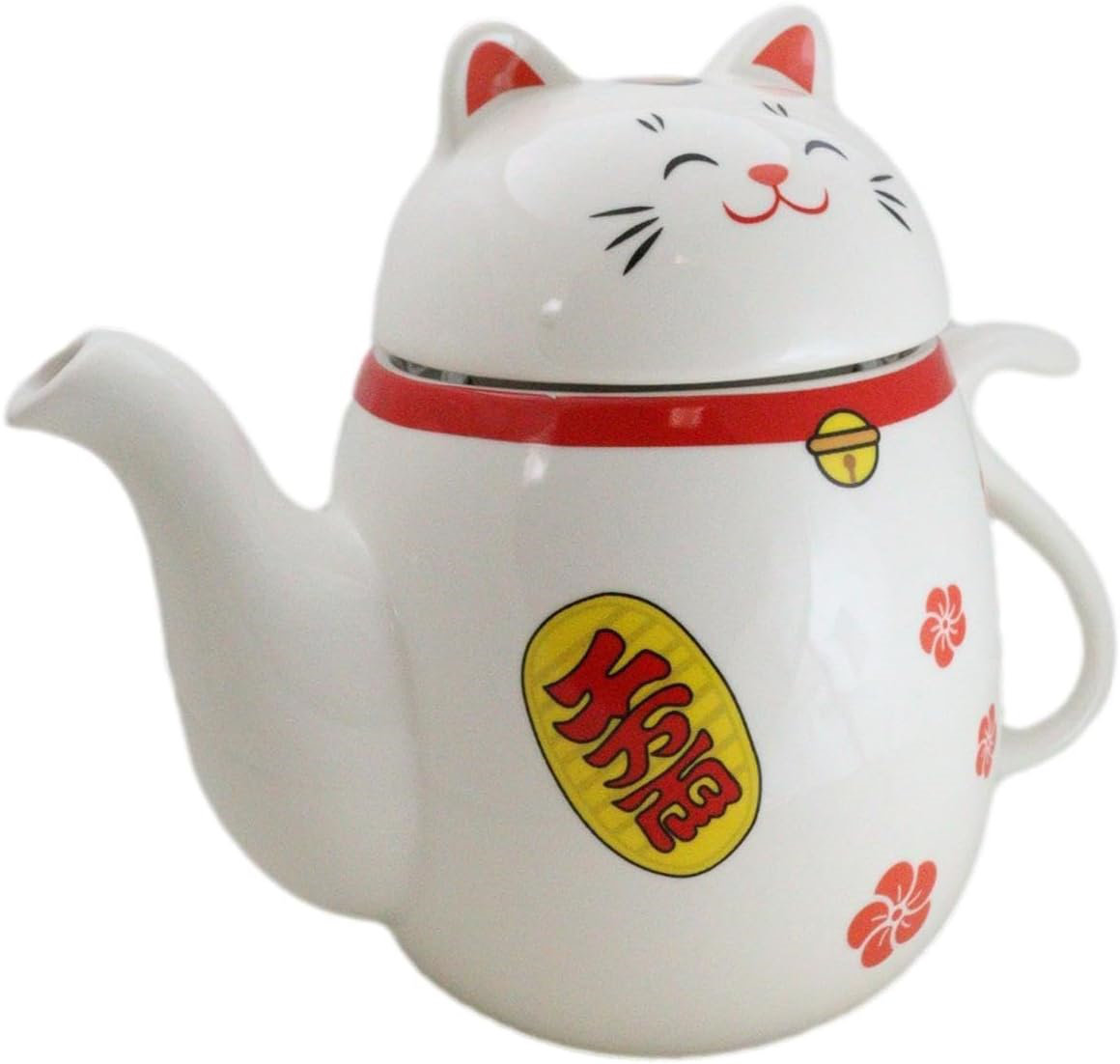 Trinx Japanese Maneki Neko Lucky Beckoning Cat Tea Pot With Metal ...