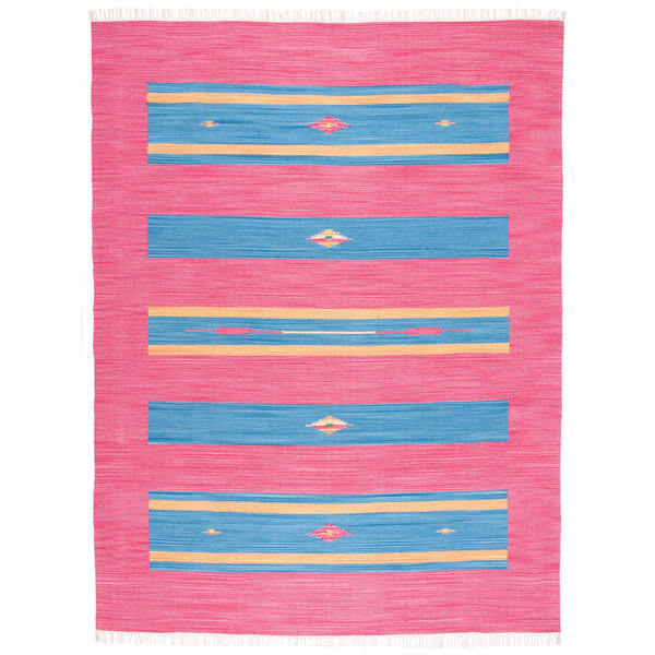 AllModern Danely Handmade Flatweave Cotton Pink/Blue/Yellow Area Rug ...