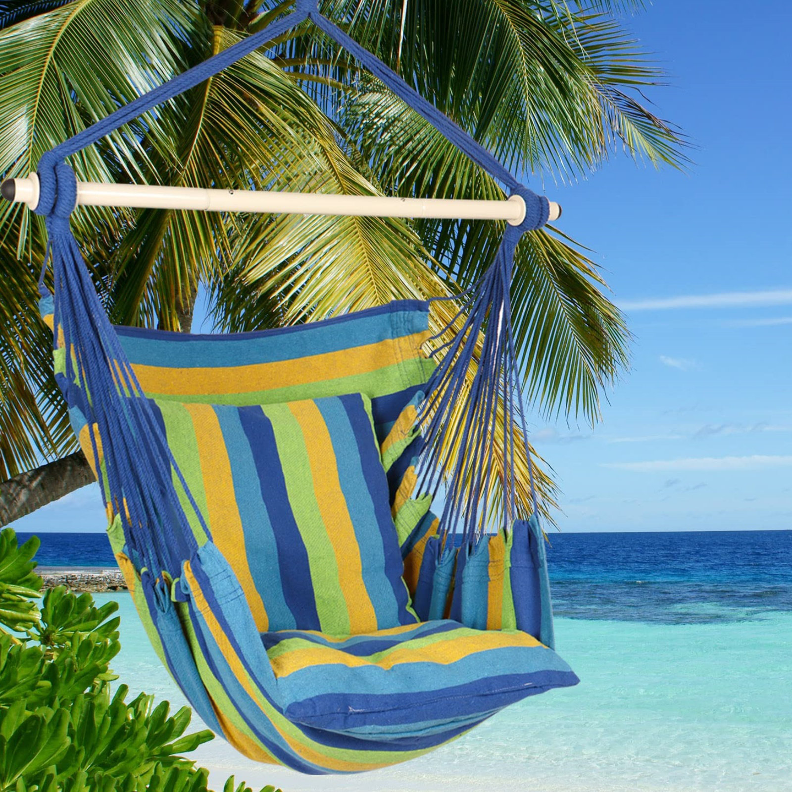 Dakota Fields Hammock Chair Swing - 500 lbs Capacity, 2 Cushions, Steel ...