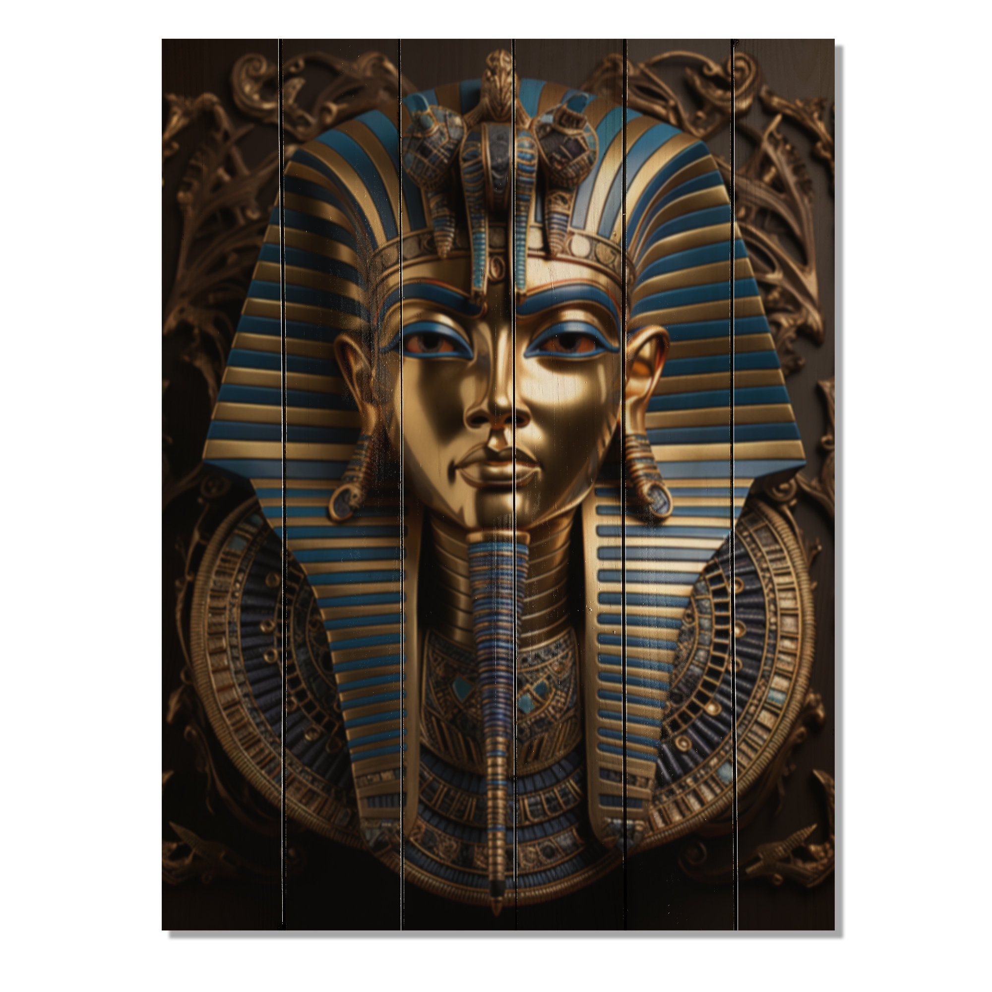 Bungalow Rose Egypt Pharaohs Regalia On Wood Print | Wayfair