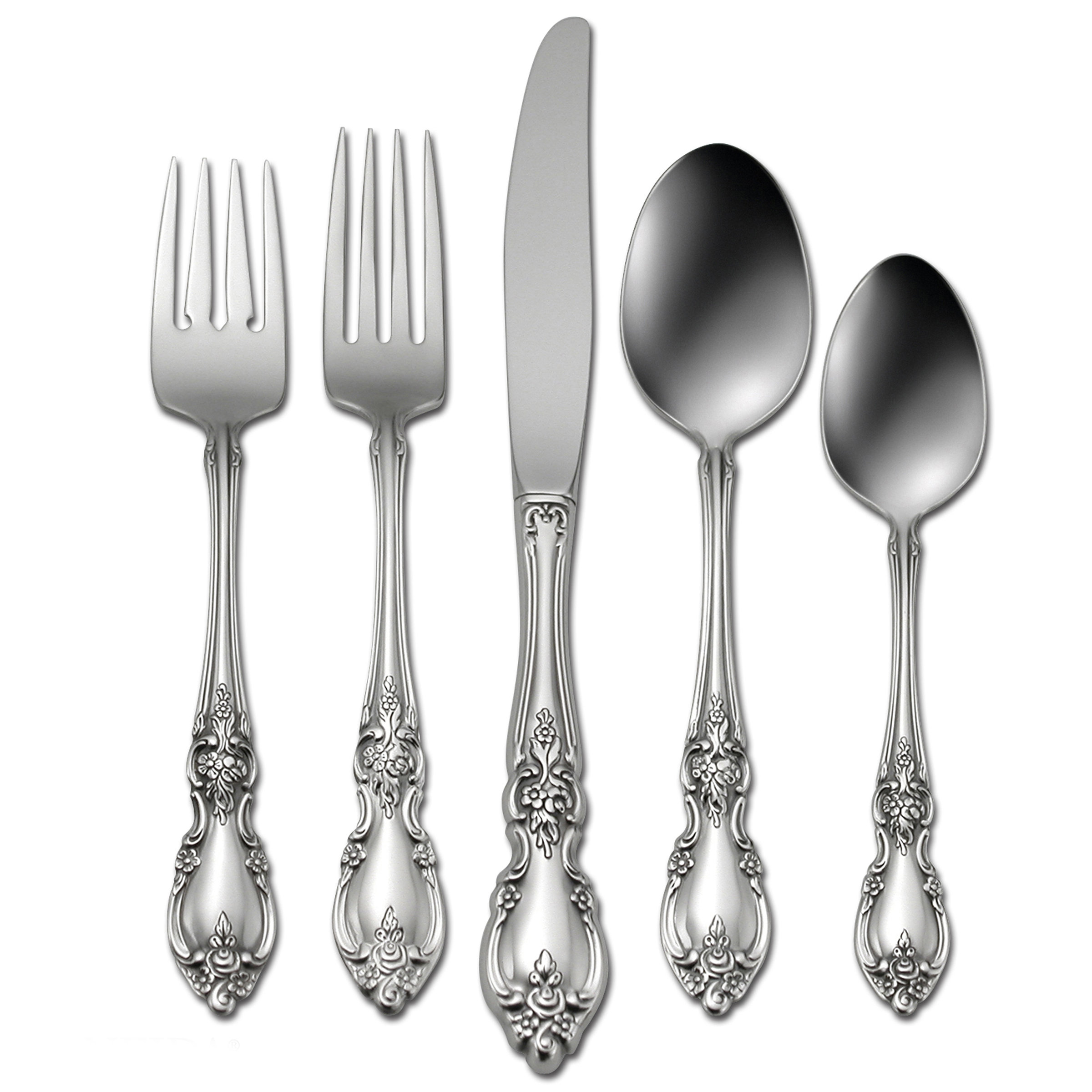 Oneida Louisiana 5 Piece 18/10 Stainless Steel Flatware Set, Service ...