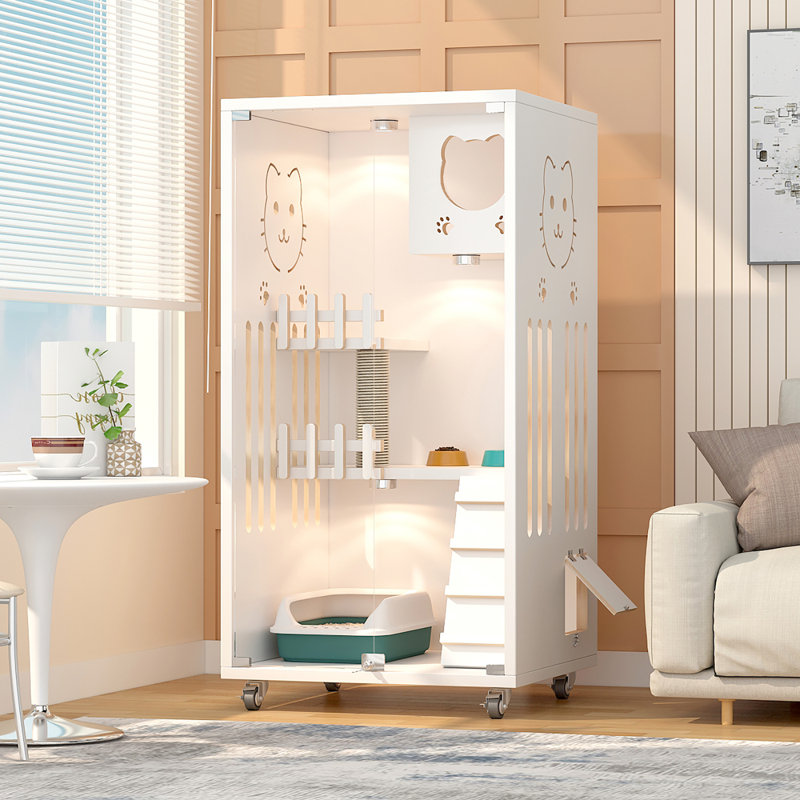 Tucker Murphy Pet™ Wooden Cat Villa, Medium Cat Enclosure, Indoor Cat ...