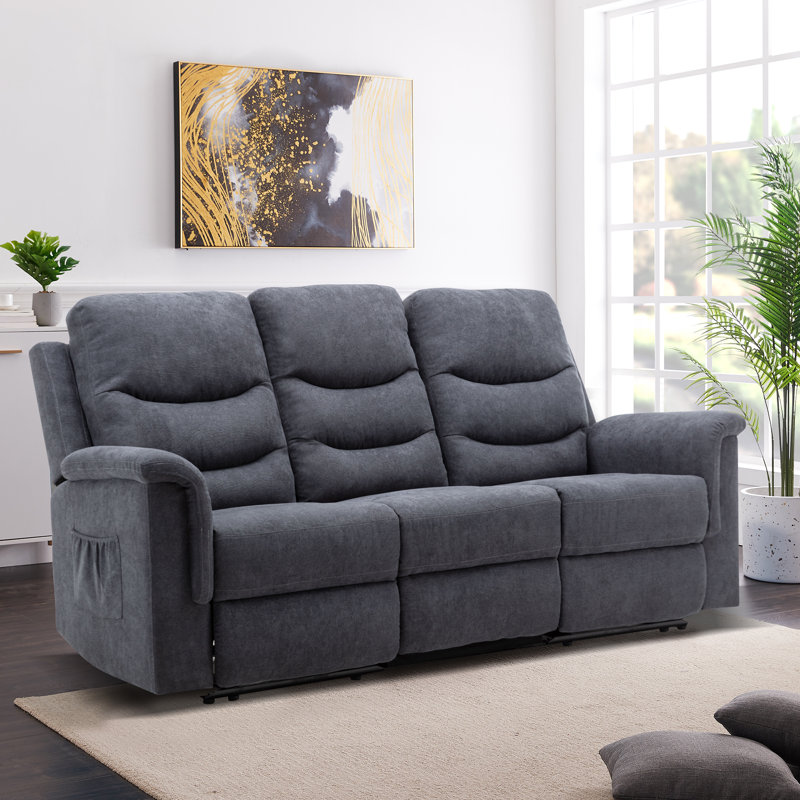 Latitude Run® 78" Upholstered Manual Reclining Sofa with Console and ...