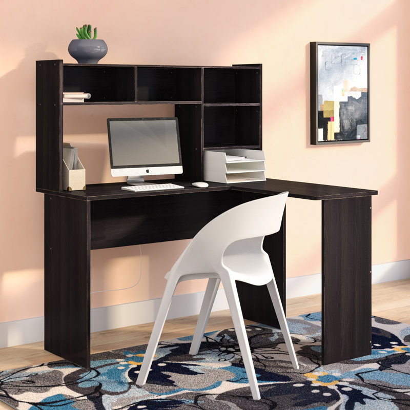 Latitude Run® Oklee Wood L Shaped Computer Desk with Hutch and Storage ...