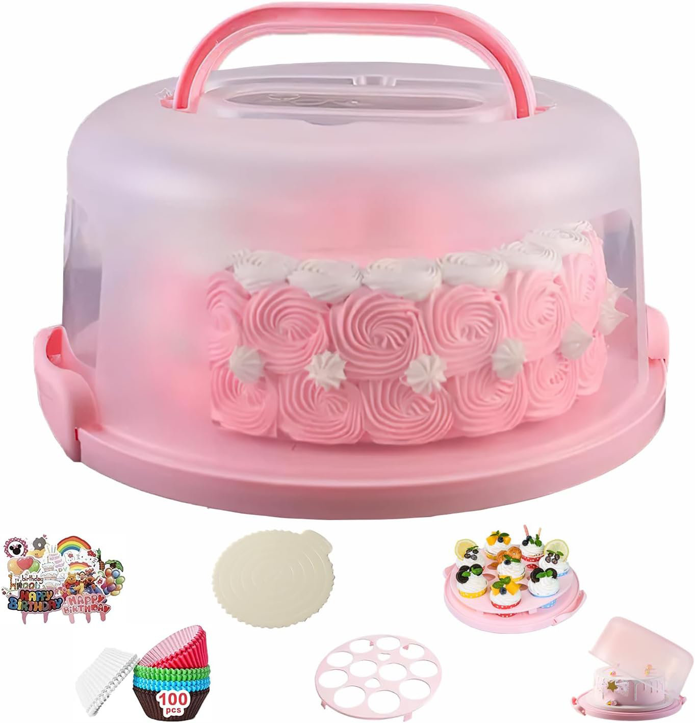 Prep & Savour Présentoir à gâteau rond avec couvercle et poignée ... Prep & Savour Présentoir à gâteau rond avec couvercle et poignée ...