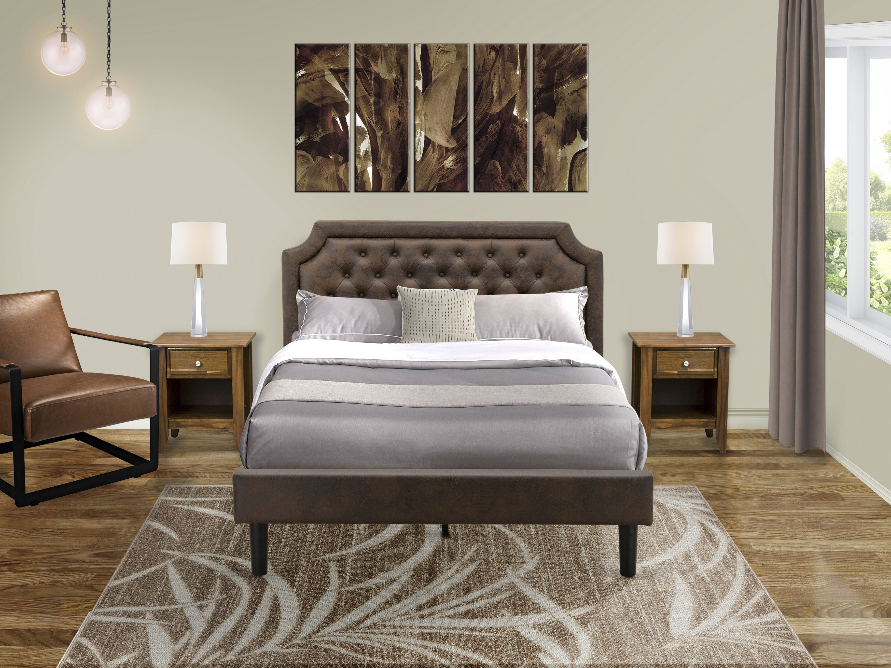 Red Barrel Studio Platform Bedroom Set With King Bed And 2 Distressed ...