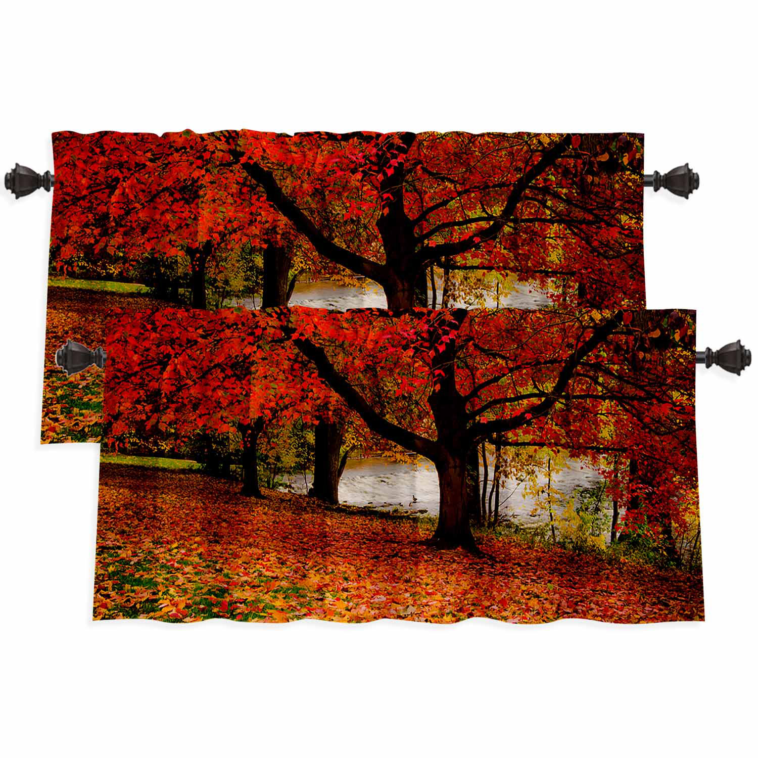 Ophelia & Co. Orange 52"W Fall Color Autumn Forest Trees Leaves Window ...