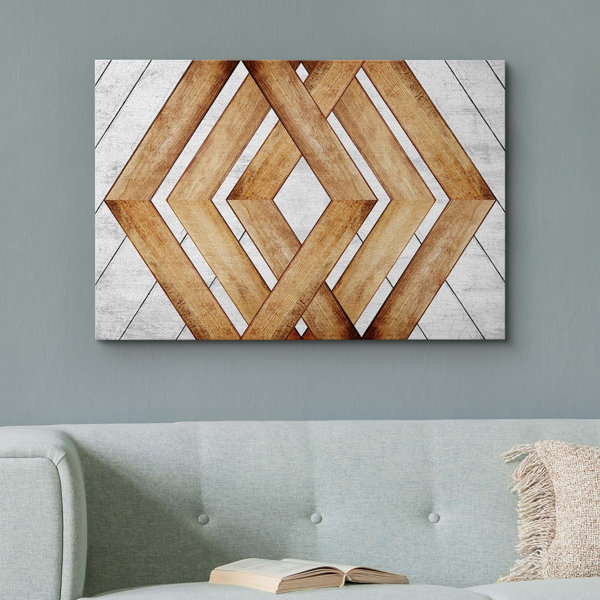 IDEA4WALL Geometric Western Shape " Grey Brown Diamond Wood Effect ...