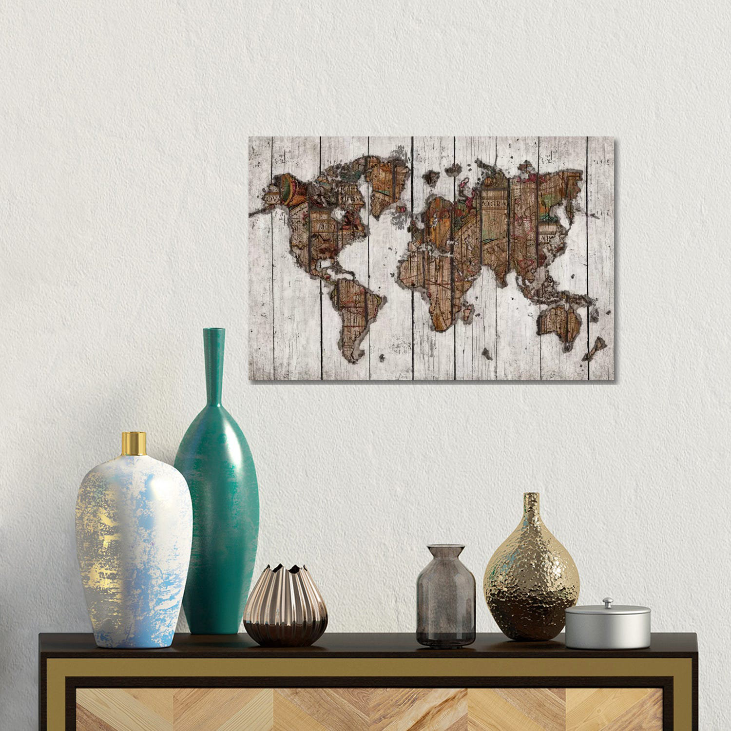 Breakwater Bay Wood Map - Gallery-Wrapped Canvas Giclée | Wayfair