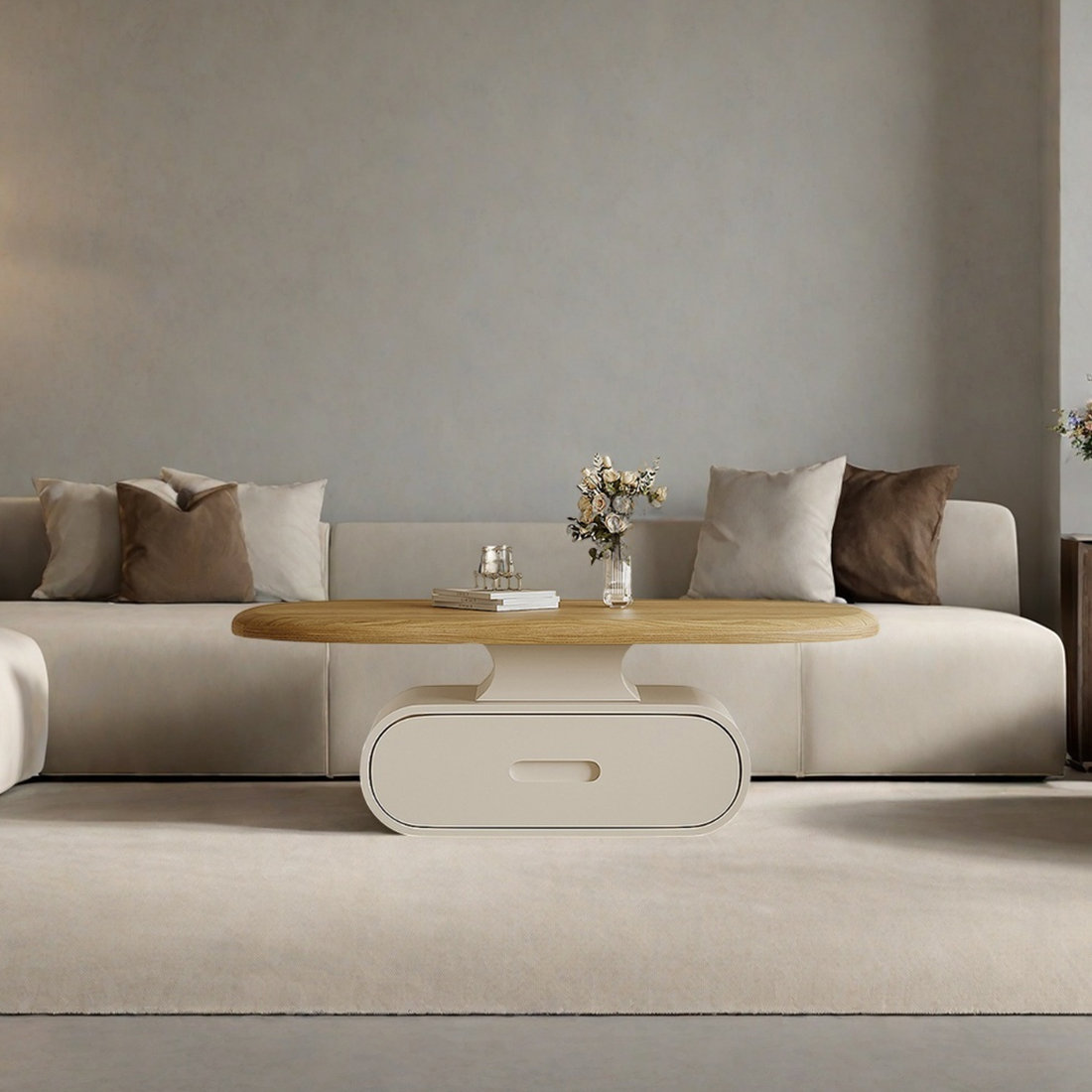 Wu's StylishVault Oval Wood Coffee Table | Wayfair