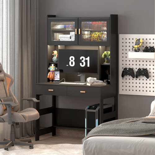 Latitude Run® Shona 40'' W Rectangle Computer Desk with Hutch and ...