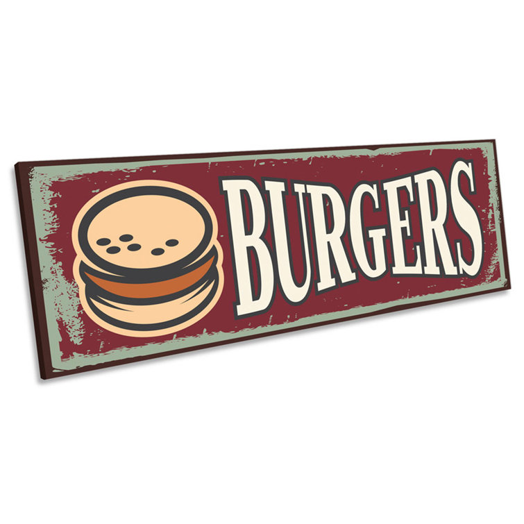 Maturi Burgers Sign Kitchen Retro Food CANVAS WALL ART Panorama Framed ...
