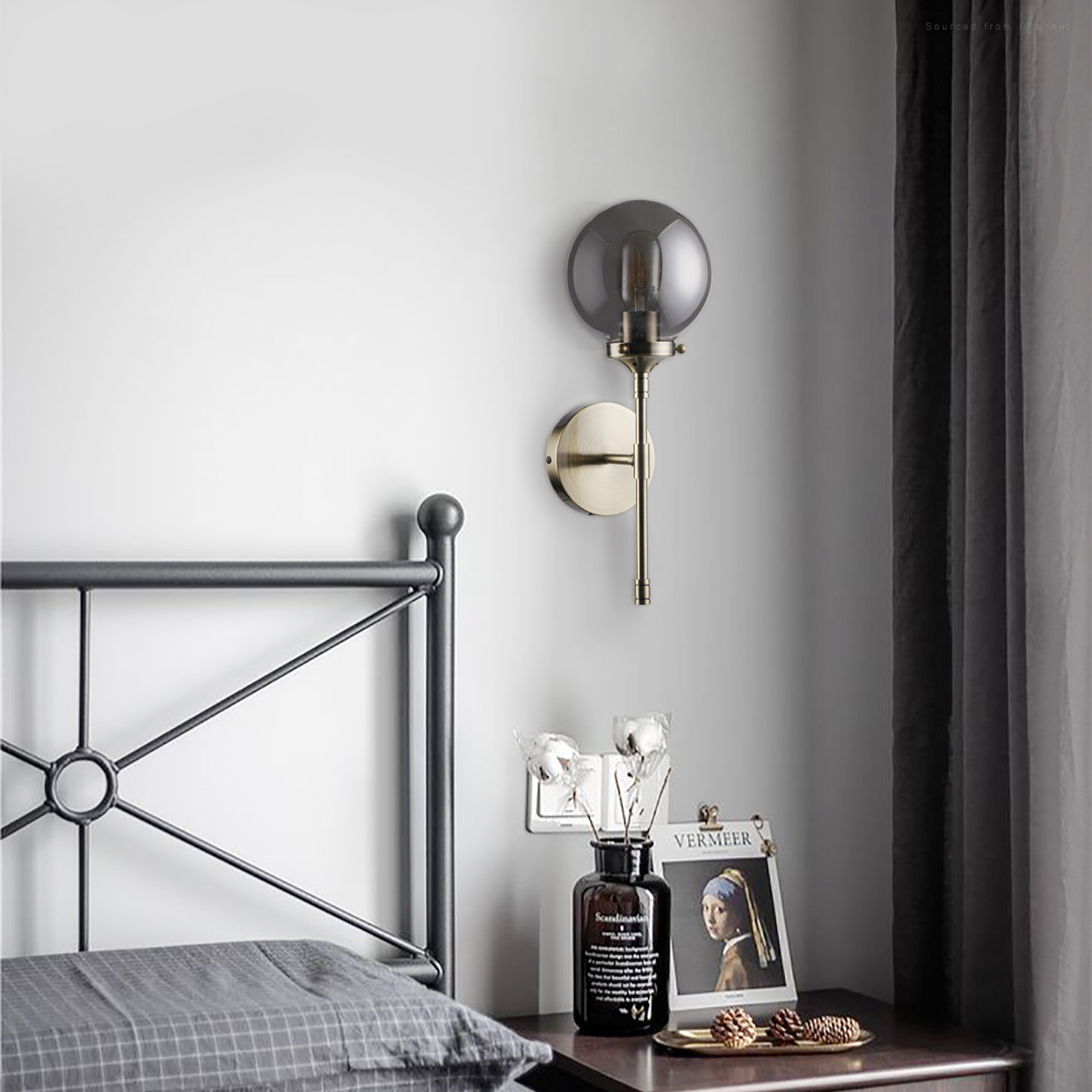 Corrigan Studio® Jecori Globe Wall Sconce Lighting, Vintage Glass Wall ...