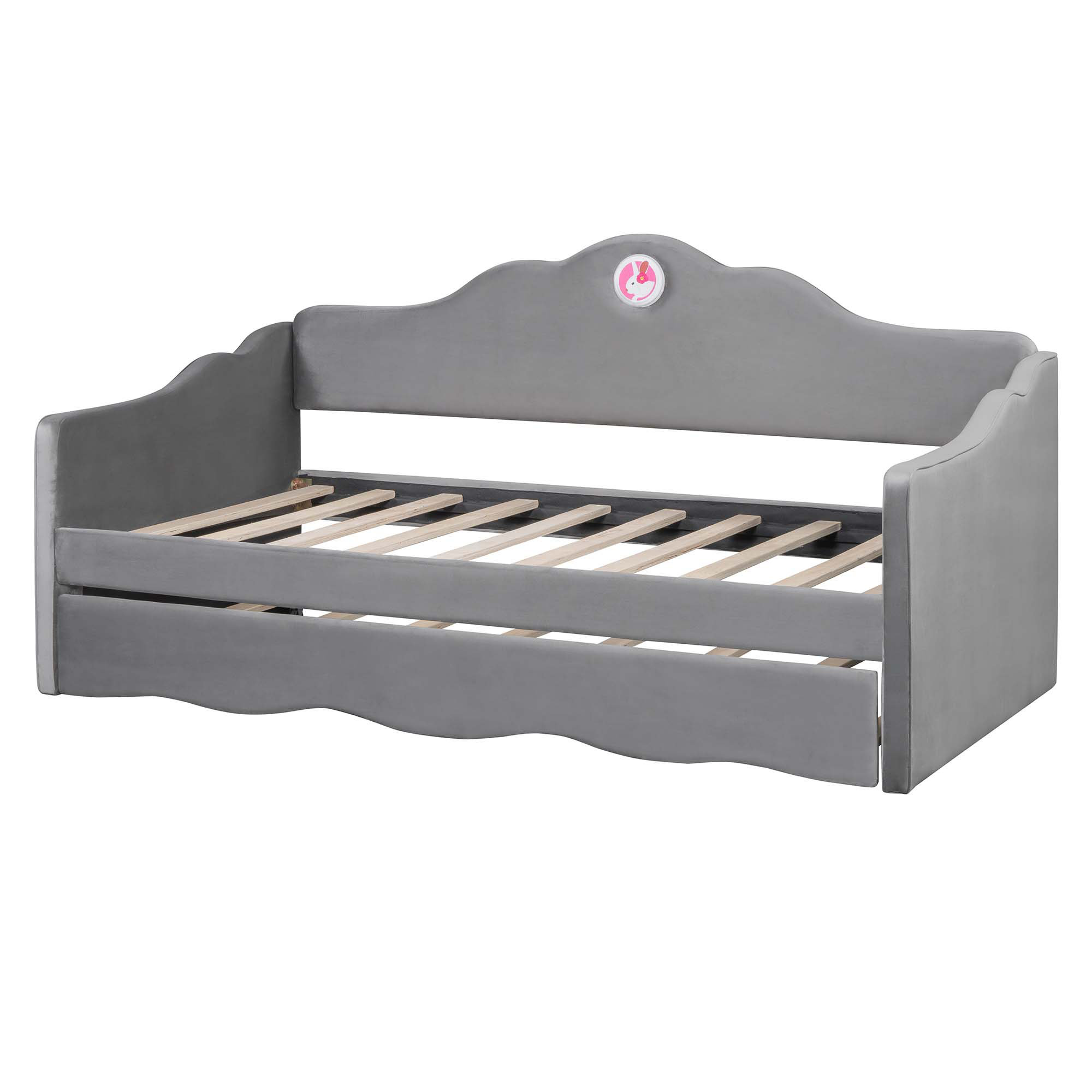 Mercer41 Twin Size Upholstered Daybed With Wave-Shaped Trundle | Wayfair