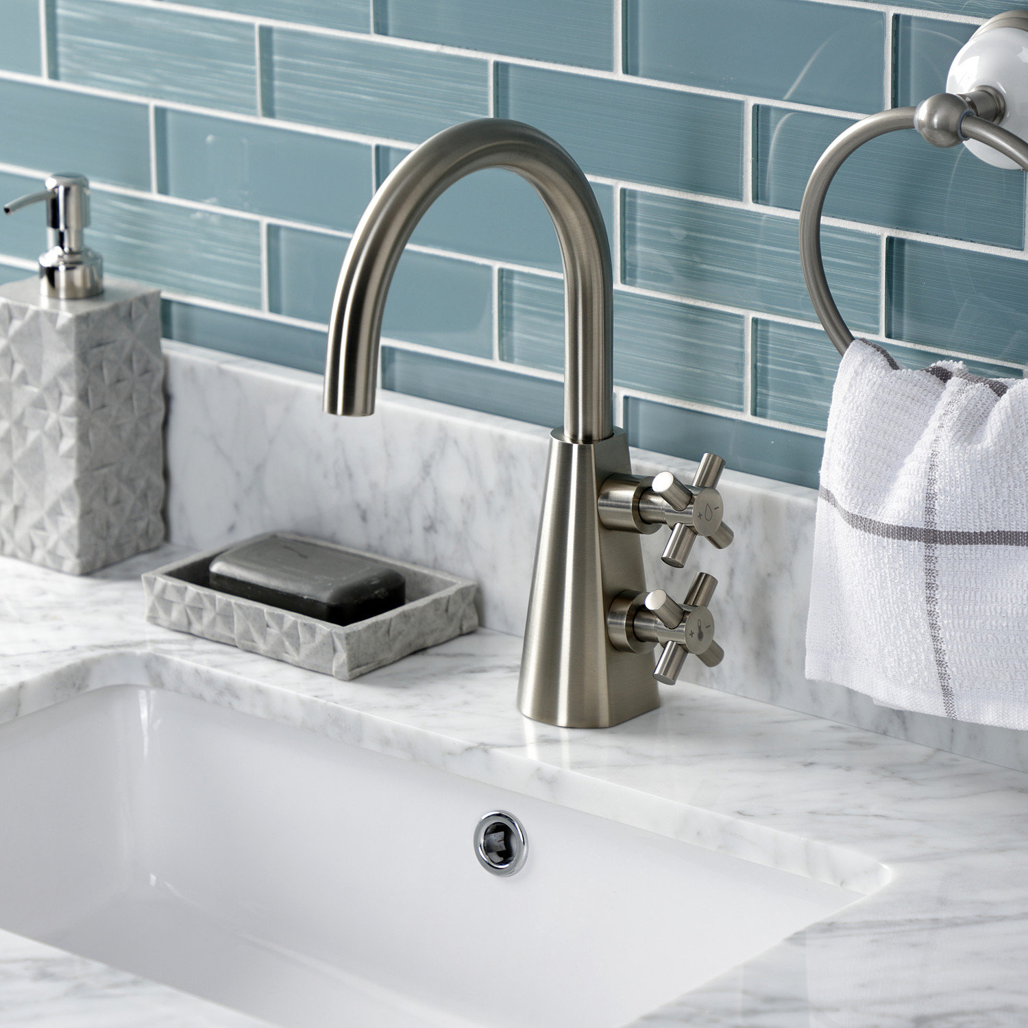Kingston Brass Constantine Two-Handle 1-Hole Deck Mount Bathroom Faucet ...