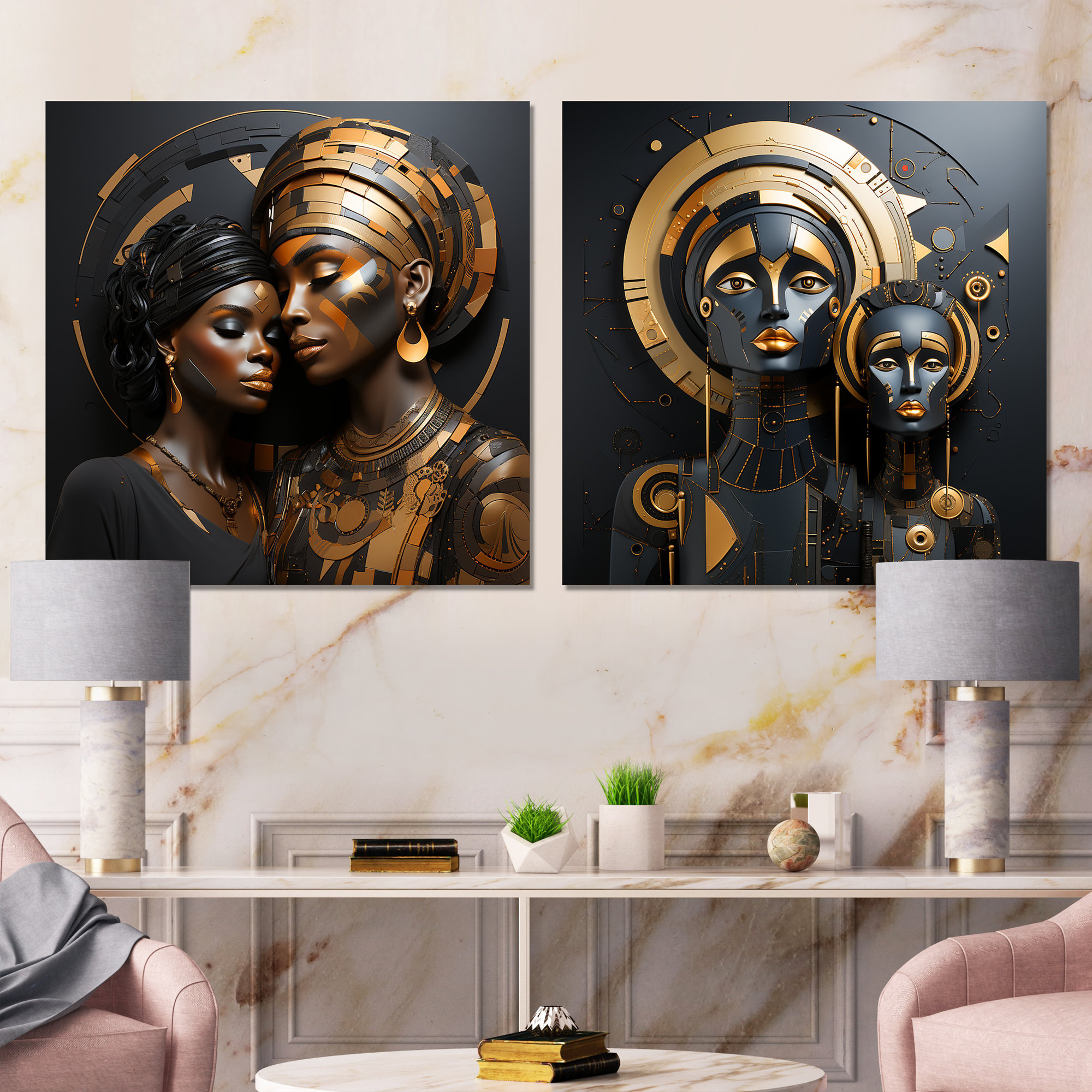 Mercer41 Cubism Black And Gold African Mother IV - Woman African ...