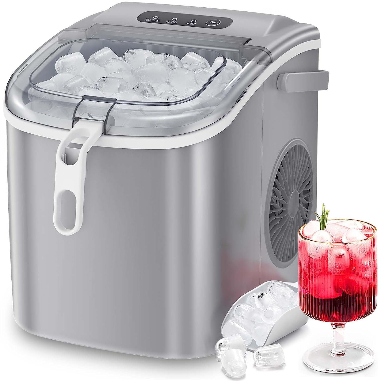 COWSAR 26 lb. Daily Production Clear Ice Countertop Ice Maker,Self ...