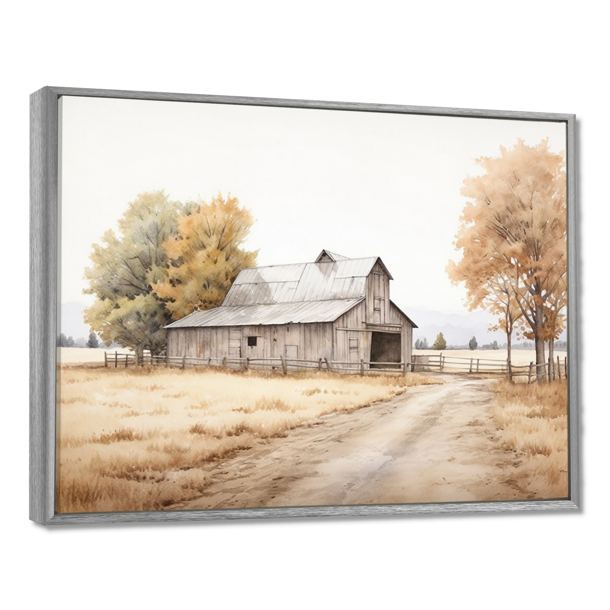 Design Art Barn Scenery Minimalism Landscape - Barn Canvas Print_106681 ...