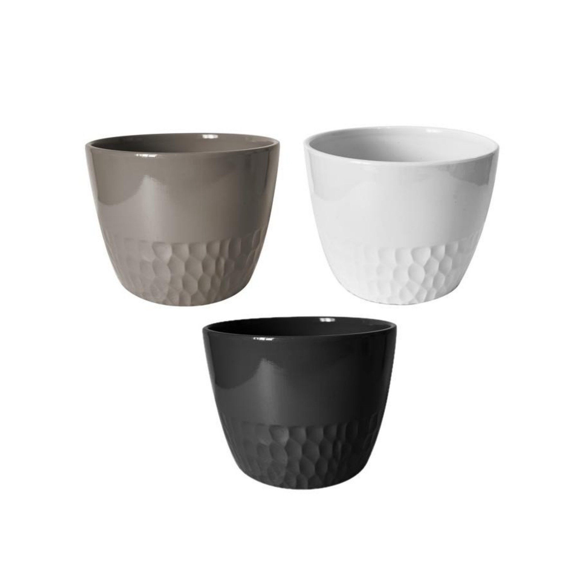 Ebern Designs 6in Assorted Modern Textured Indoor/Outdoor Planter - 3pc ...