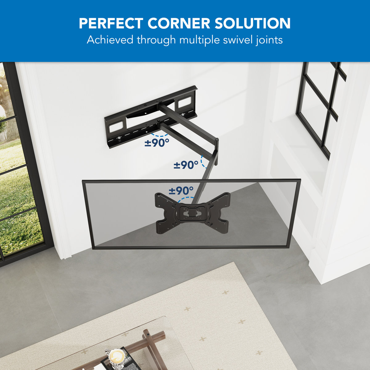 Mount-It Full Motion Extended Corner Long Arm TV Wall Mount | 40" Extra ...