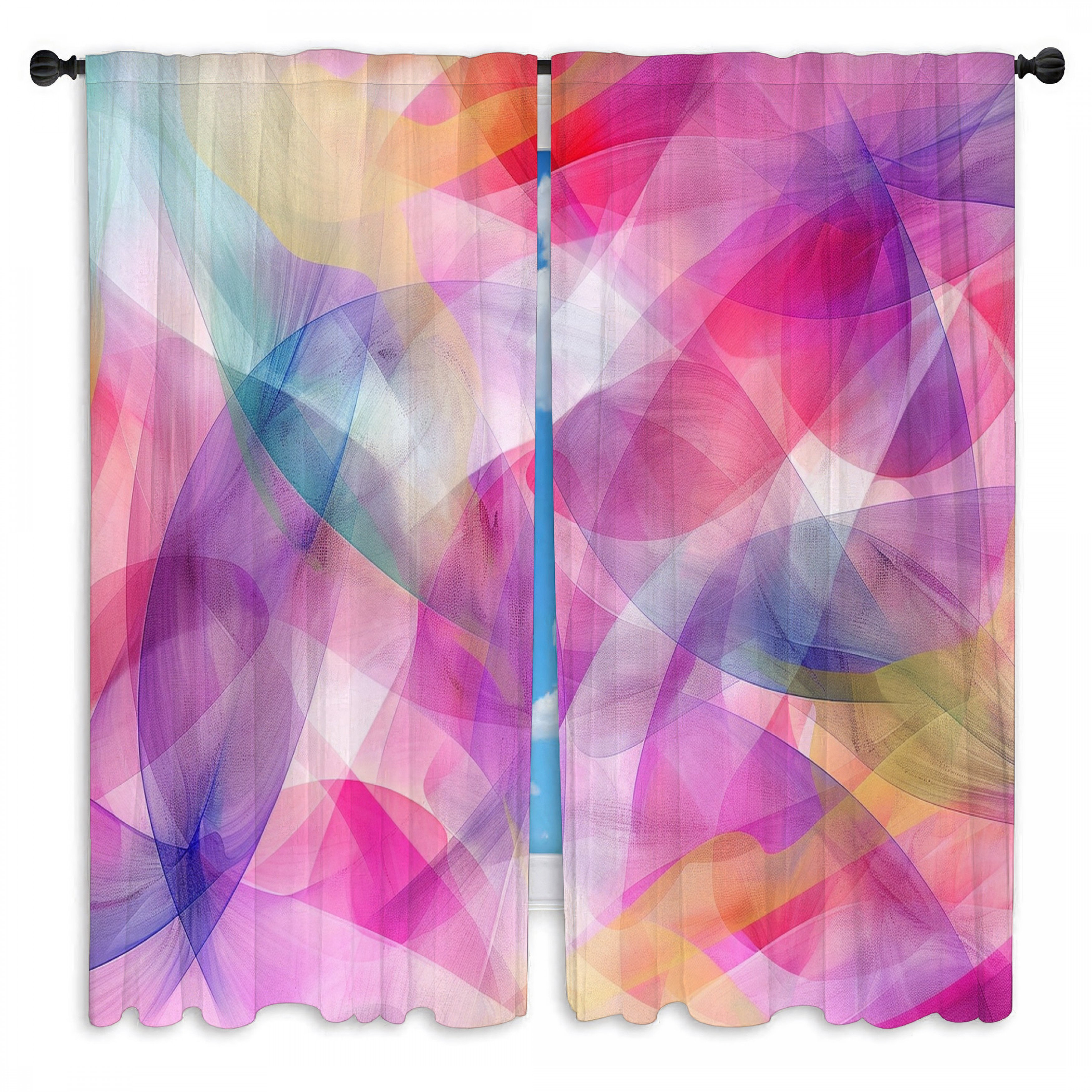 Dakota Fields Abstract Window Curtains Artistic Eclectic Drapes - 2 ...