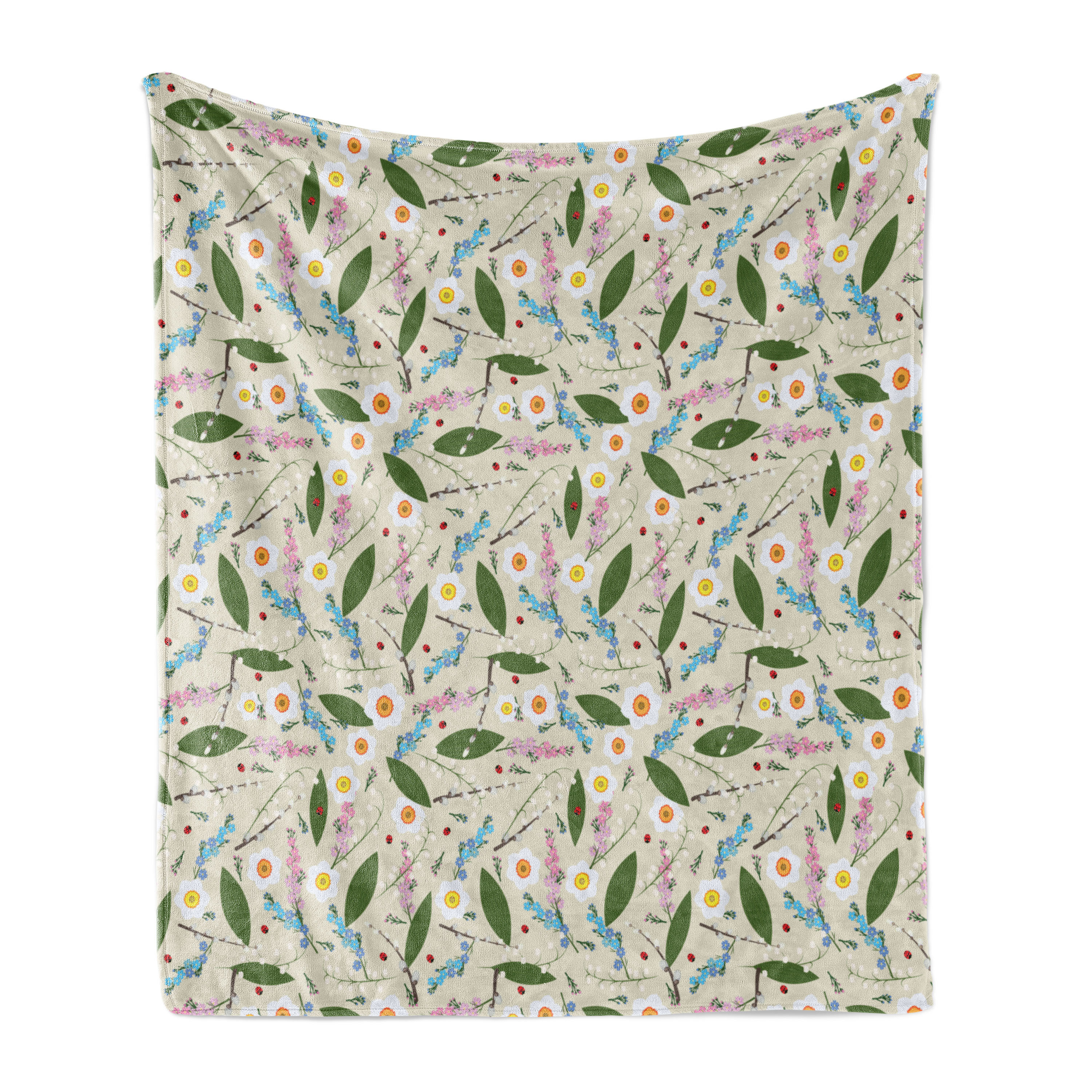Ambesonne Spring Fleece Throw Blanket Romantic Floral Concept ...