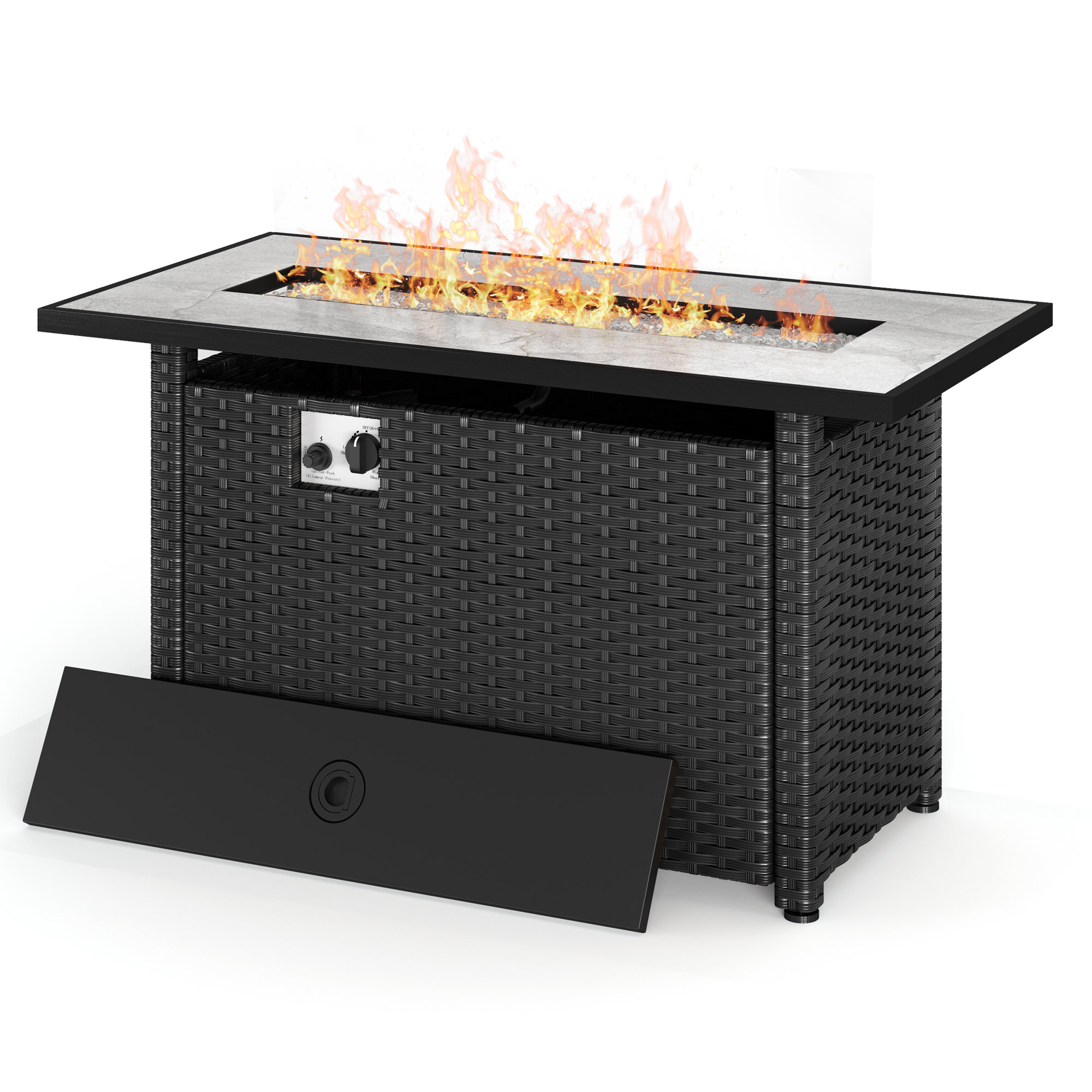Latitude Run® 43" x 22" Propane Fire Pit 50,000 BTU Gas Fire Pit Table ...