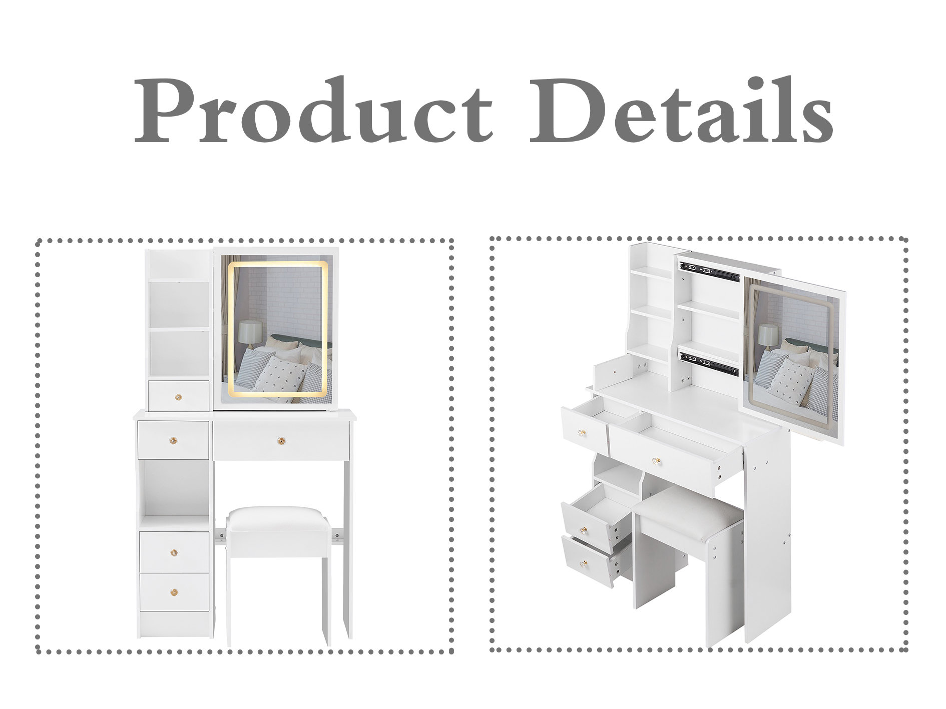 Wrought Studio Vanity Table With 1 Stool - Wayfair Canada