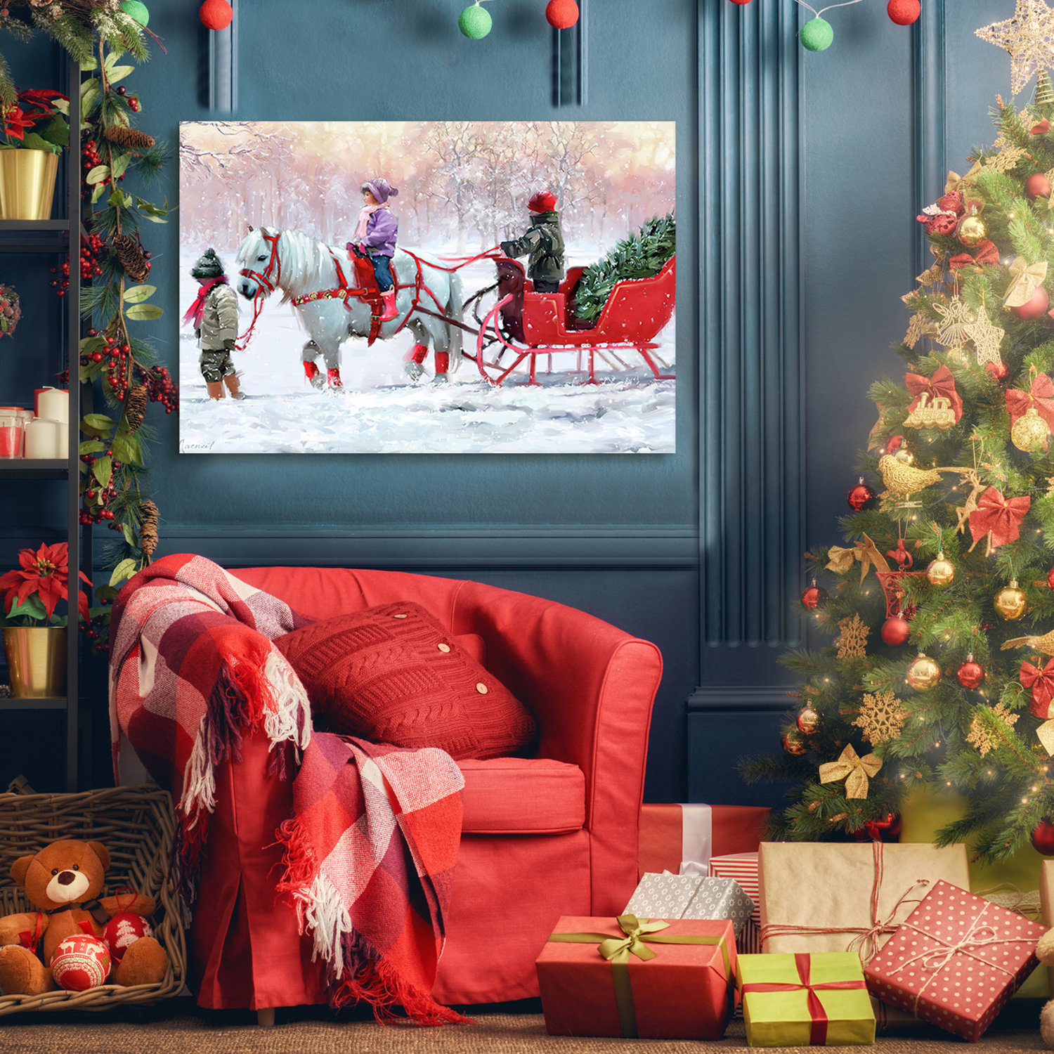 The Holiday Aisle® Christmas Winter Tree - Floater Frame Painting on ...