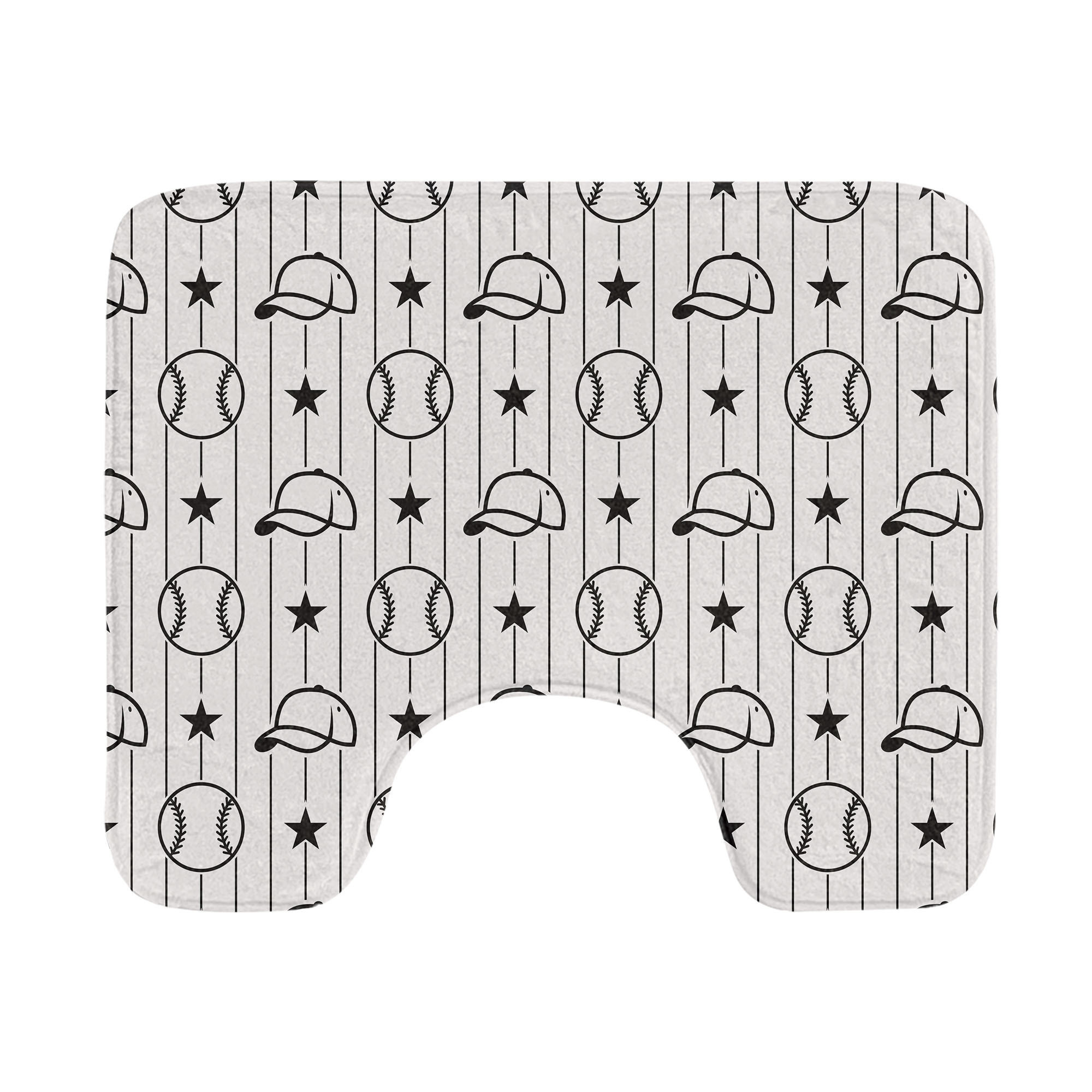 East Urban Home Baseball Toilet Mat U-Shape Bathroom Rug 20" Black ...