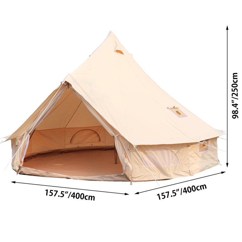 VEVOR 8-Person 100% Cotton Canvas Bell Tent 13 ft in Dia. Waterproof ...