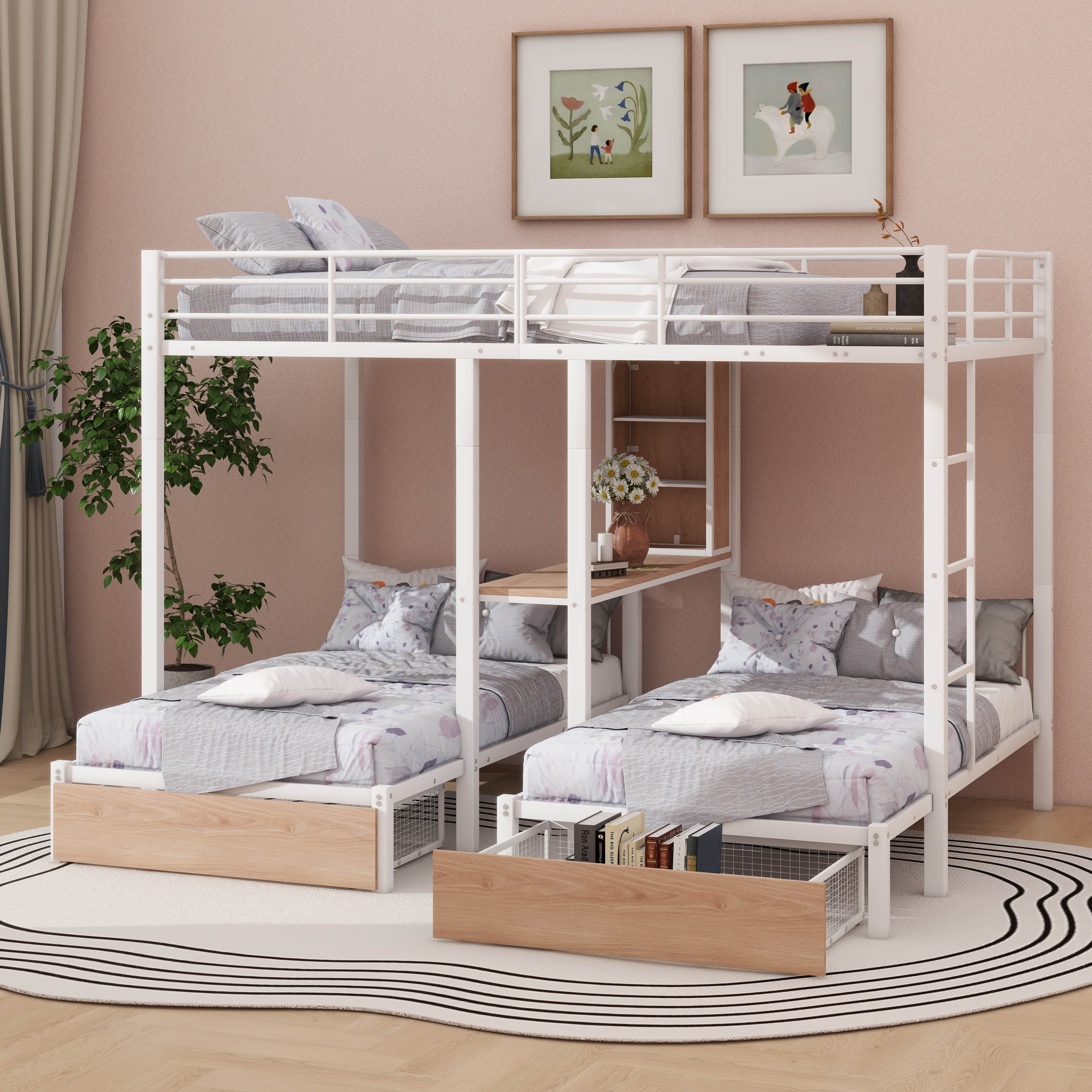 Mason & Marbles A Triple Bunk Bed That Boasts A Full-Sized Top Bunk ...
