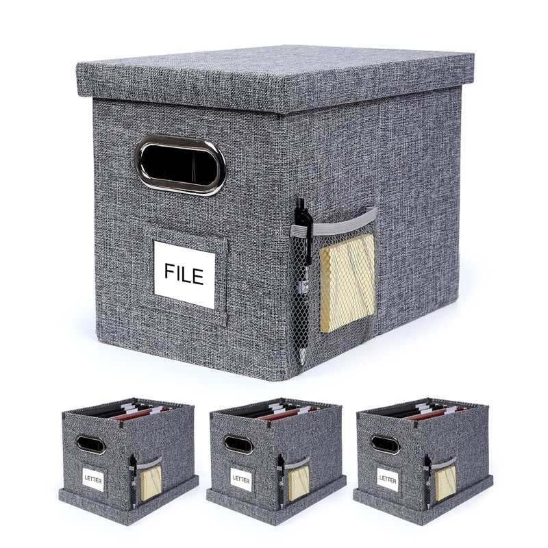 Blooming Desktop File Organizer, Portable Foldable File Box With Lid, 4 ...