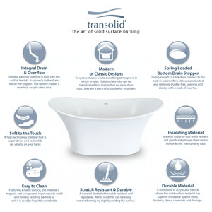 Transolid Madison 60'' x 30'' Freestanding Soaking Solid Surface ...