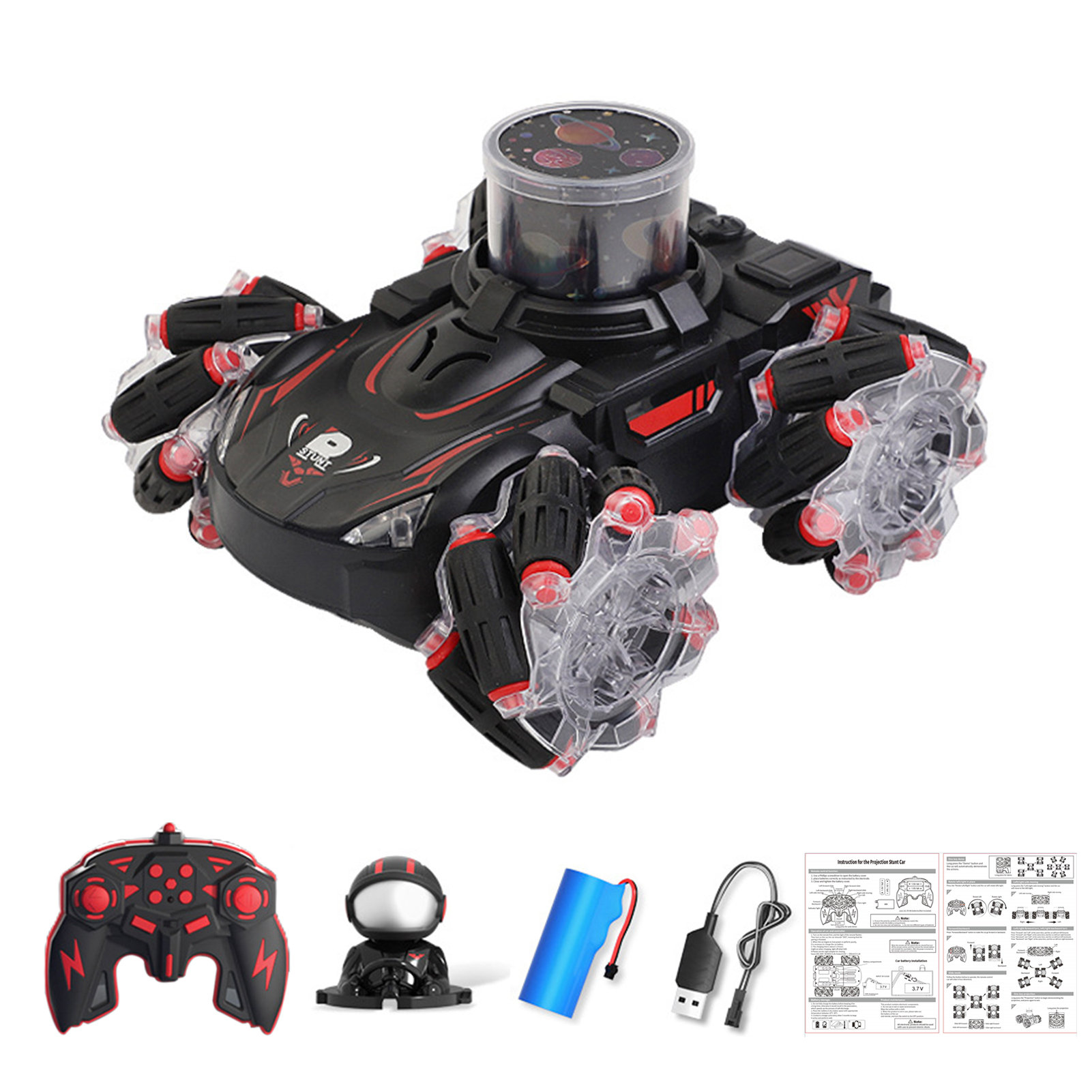 Zoomie Kids 2.4GHz Remote Control Car with Projector LED Light Music ...