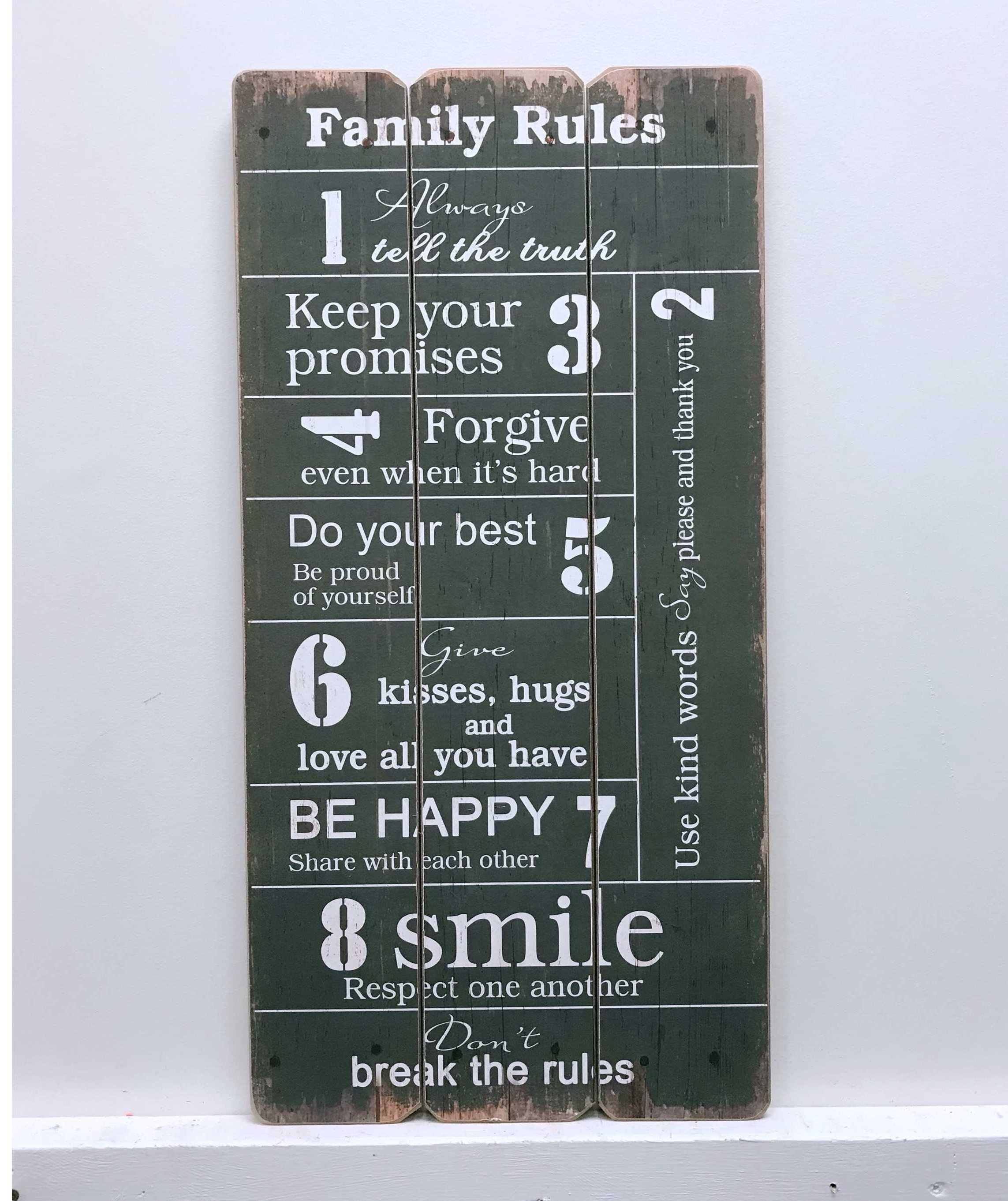 Winston Porter Family Rules Wooden Sign Wall Décor & Reviews | Wayfair