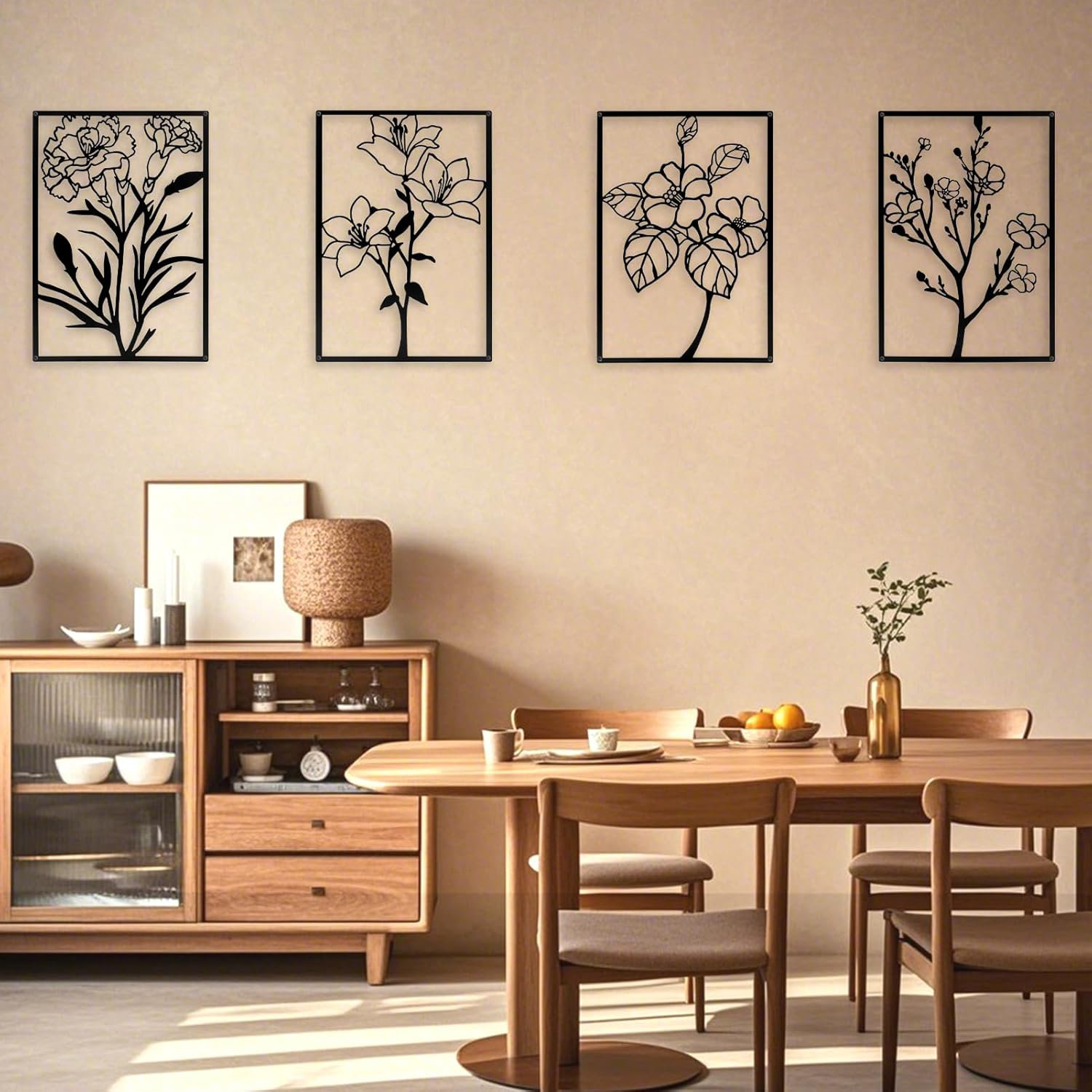 XMVJHOME Abstract Metal Line Wall Art Set, Minimalist 3D Sculptures For ...
