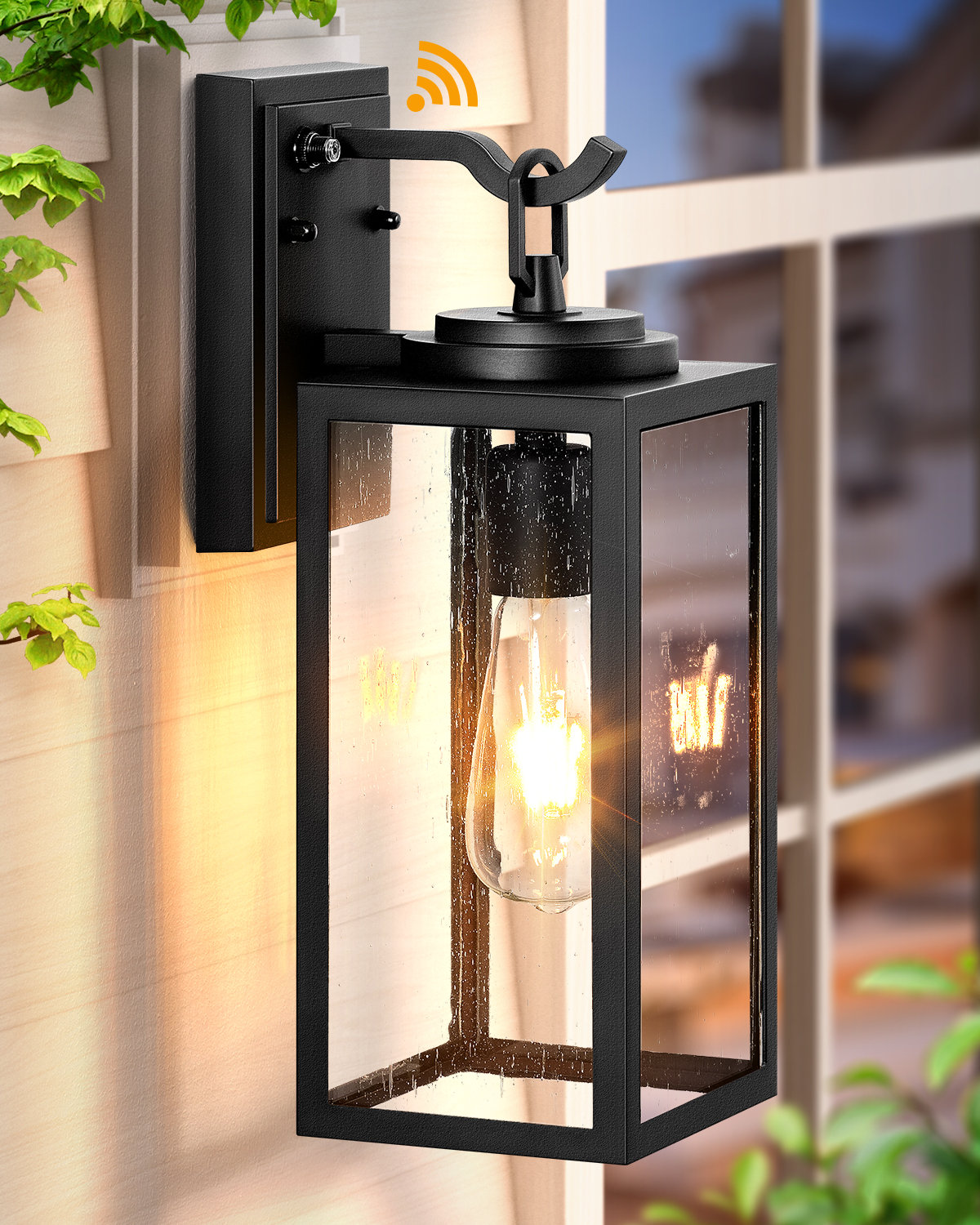 17 Stories Dusk to Dawn Sensor Outdoor Porch Light, Black Modern ...