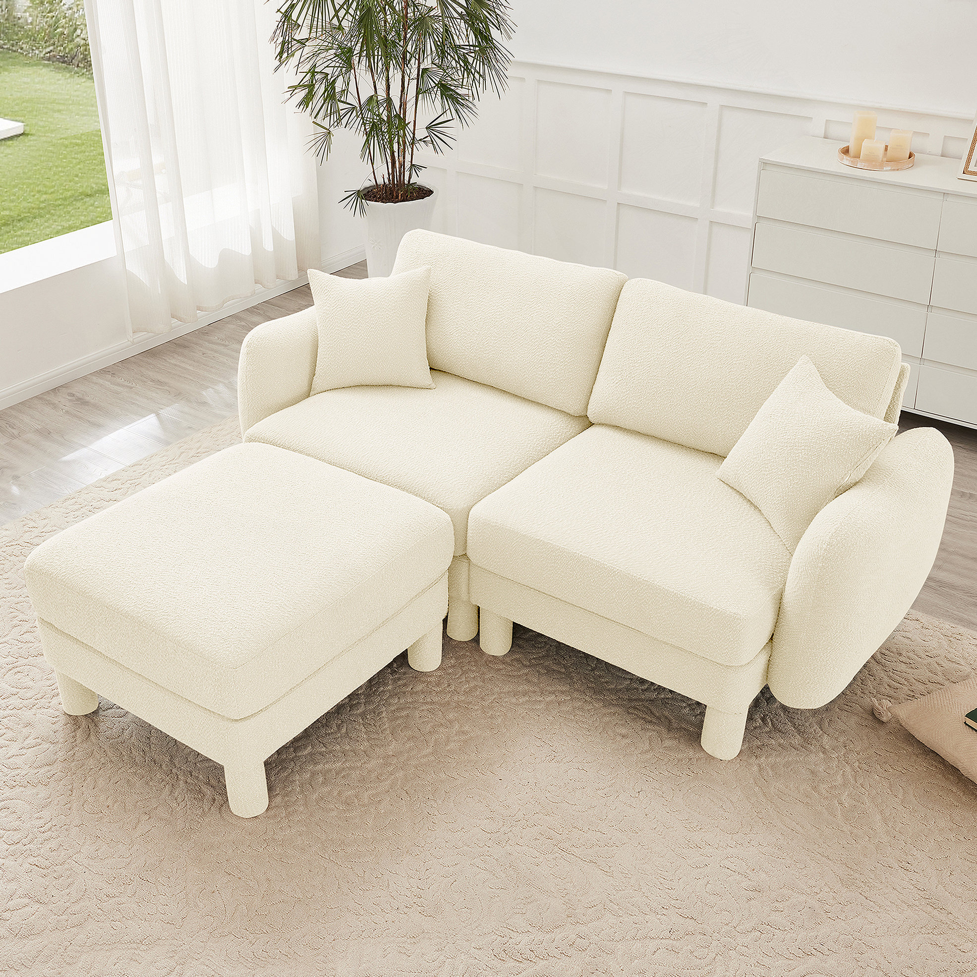 Latitude Run® Boucle Fabric 2 - Seater Sectional Loveseat Sofa Couch ...