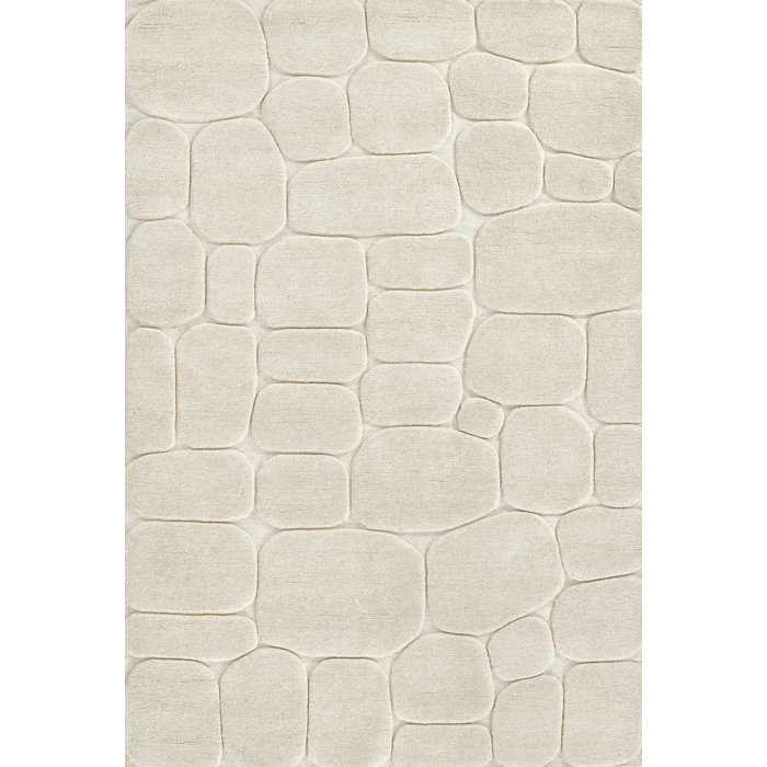Joss & Main Aelin Geometric Hand Tufted Wool Ivory Area Rug | Wayfair