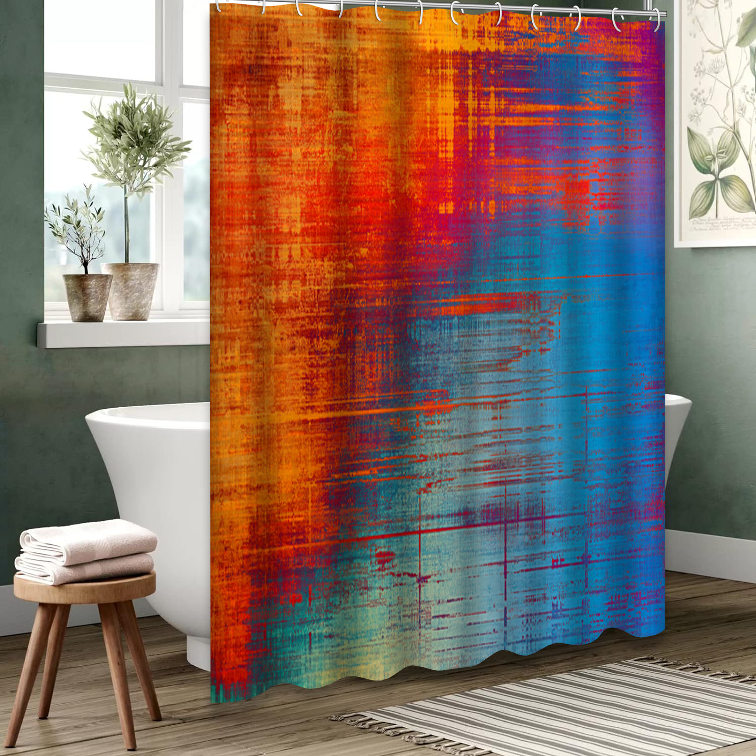 East Urban Home Violet Red Waterproof Shower Curtain,Grunge Aging Art ...