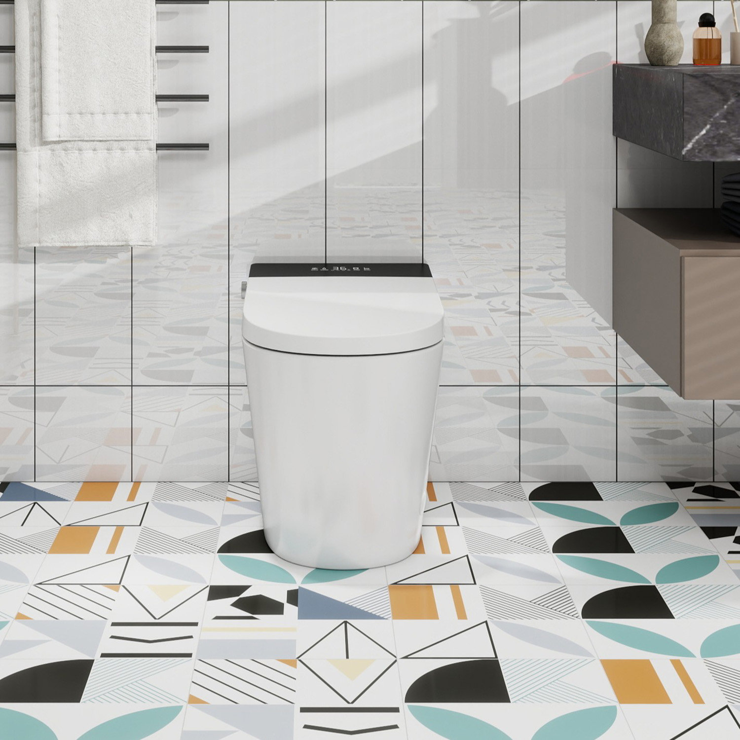 NAISIDIANZI Modern Tankless Compact Smart Toilet With Built-in Bidet ...