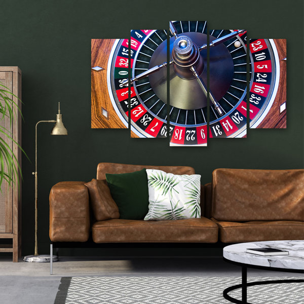 Ebern Designs Roulette Poker Gambling - 5 Piece Wrapped Canvas Print ...