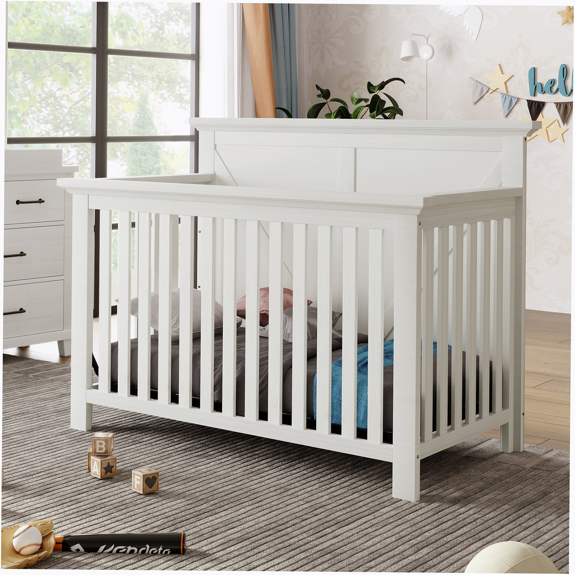 Harriet Bee Herneryd Convertible Standard Nursery Furniture 4-in-1 ...