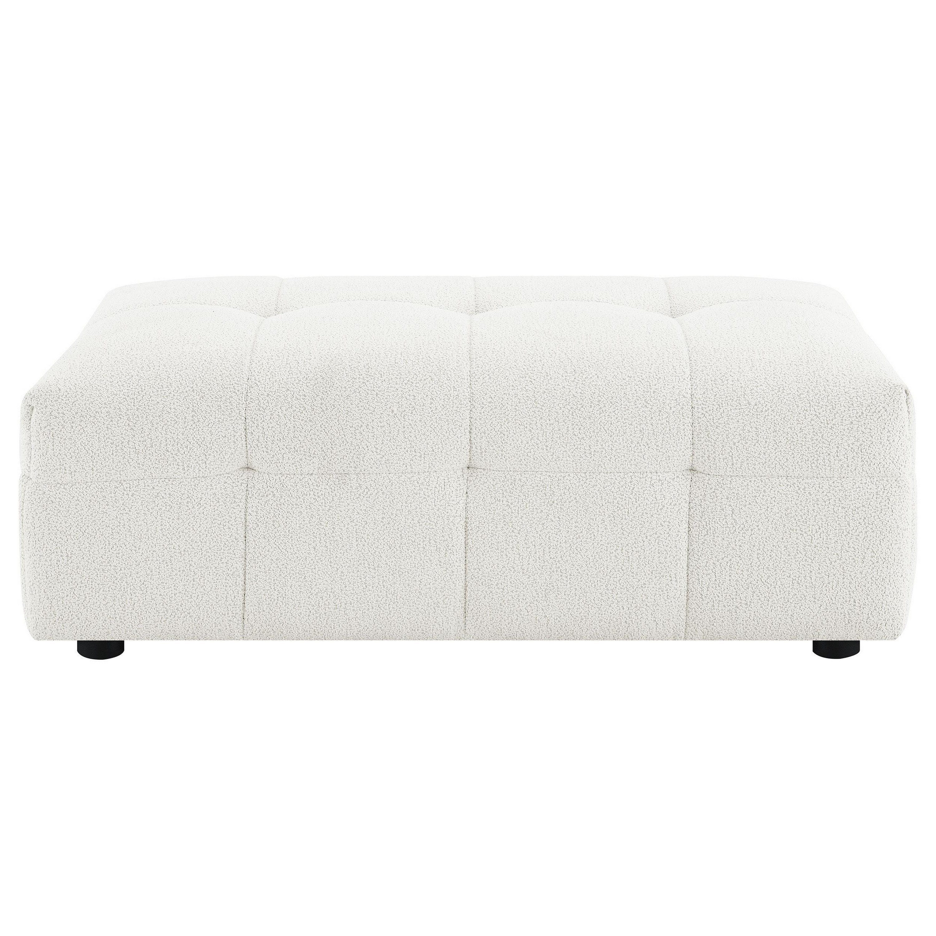 Benjara Lopo Ottoman, 46 Inch, Off White Fabric, Modern Geometric Grid ...