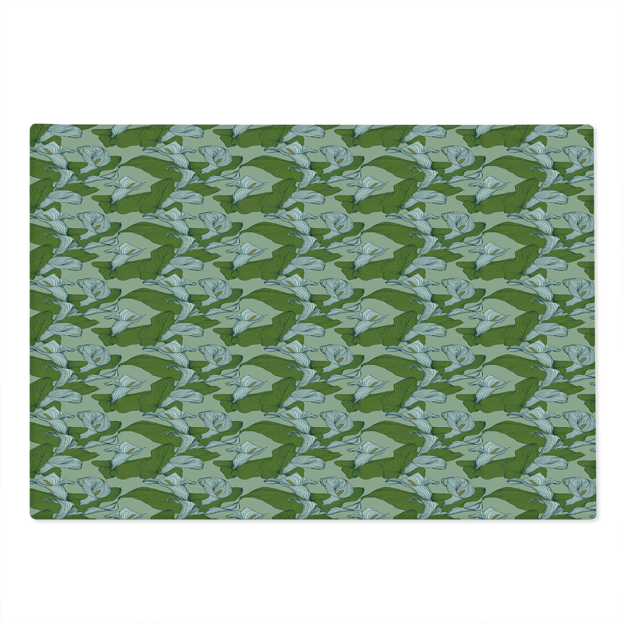 Ambesonne Green and White Cutting Board Large Size Calla Lilies Olive ...