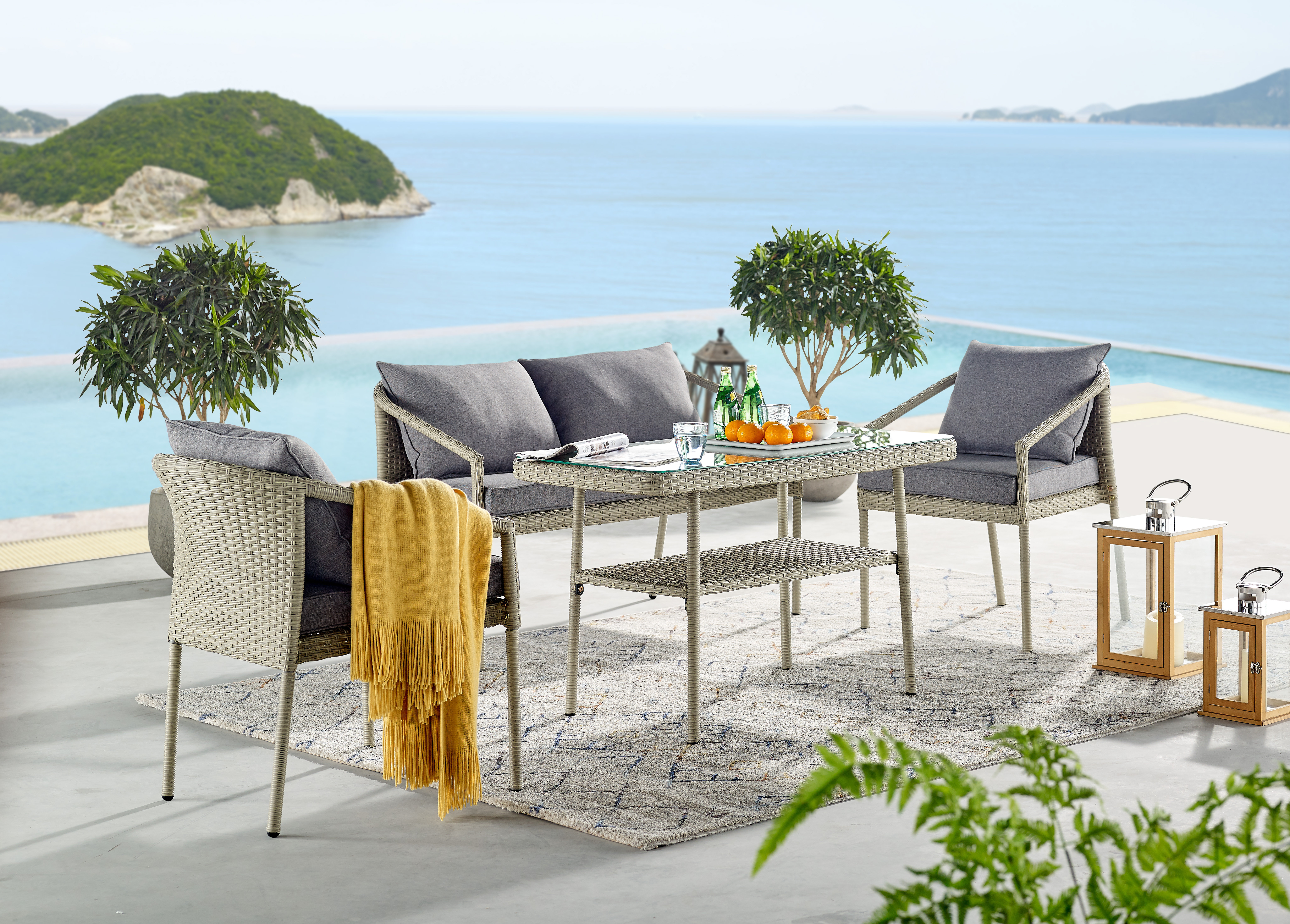 Highland Dunes Pancoast All-Weather 4Pc Wicker Outdoor Set with ...