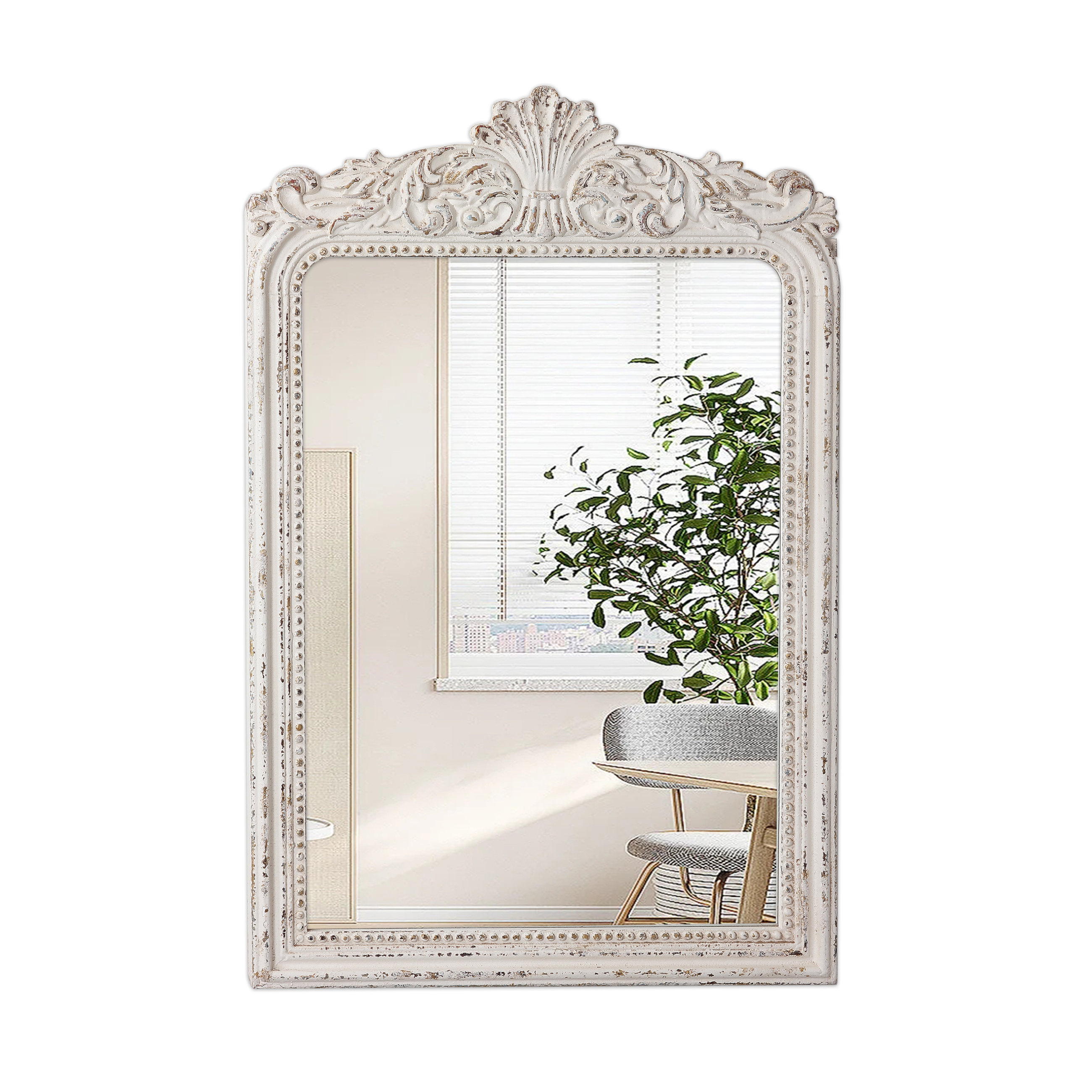 Ophelia & Co. Miroir mural rustique blanc rétro en bois - Wayfair Canada